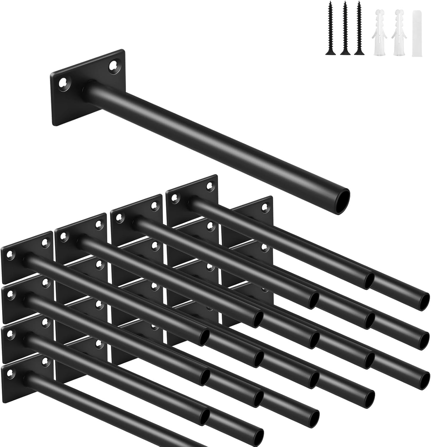FREEAMG 20 Pcs 6" Black Tube Steel Floating Shelf Bracket Blind Shelf ...