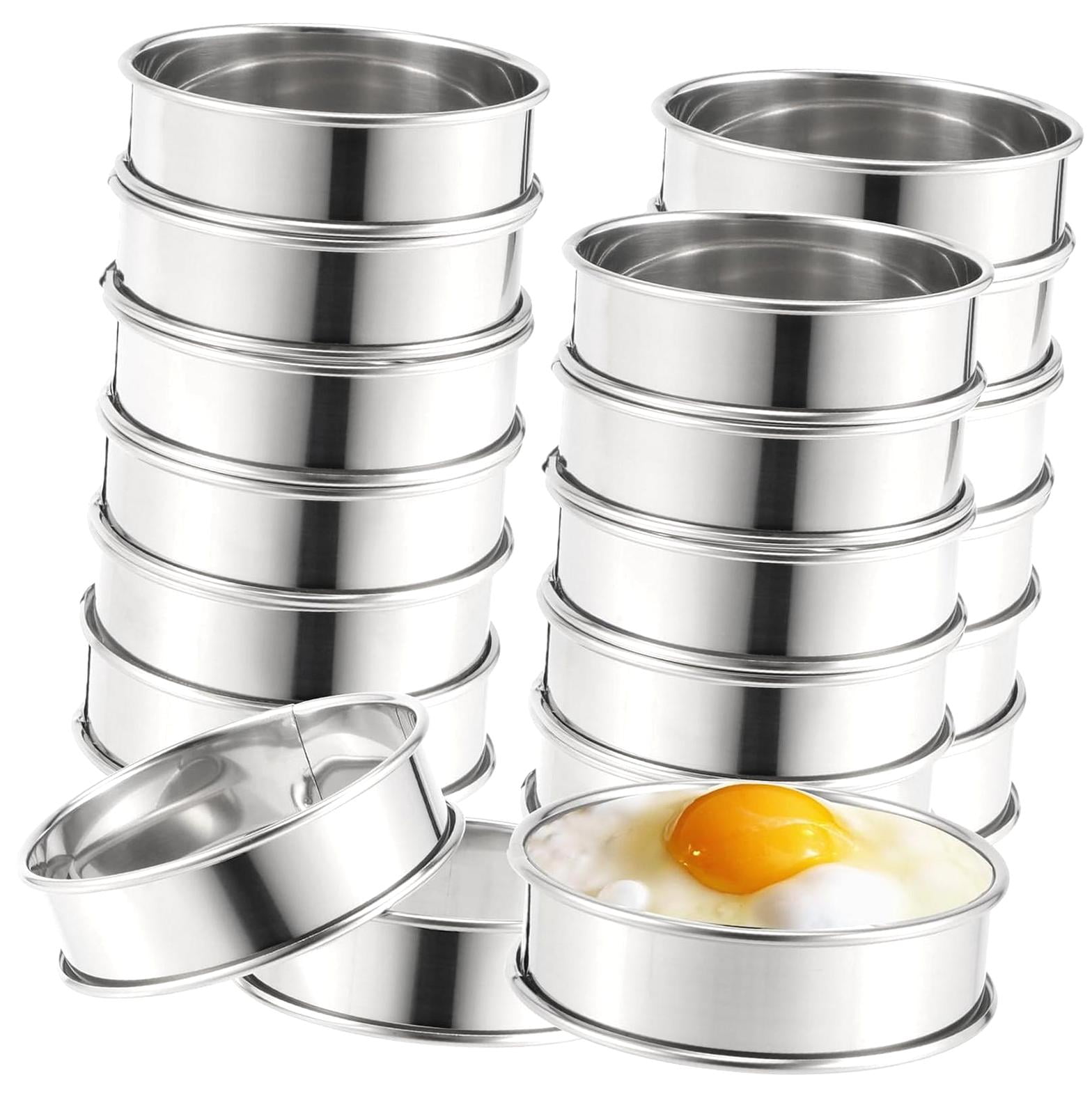 FREEAMG 20 Piece 4 Inch English Muffin Set, Double Rolled, 304 Nonstick ...
