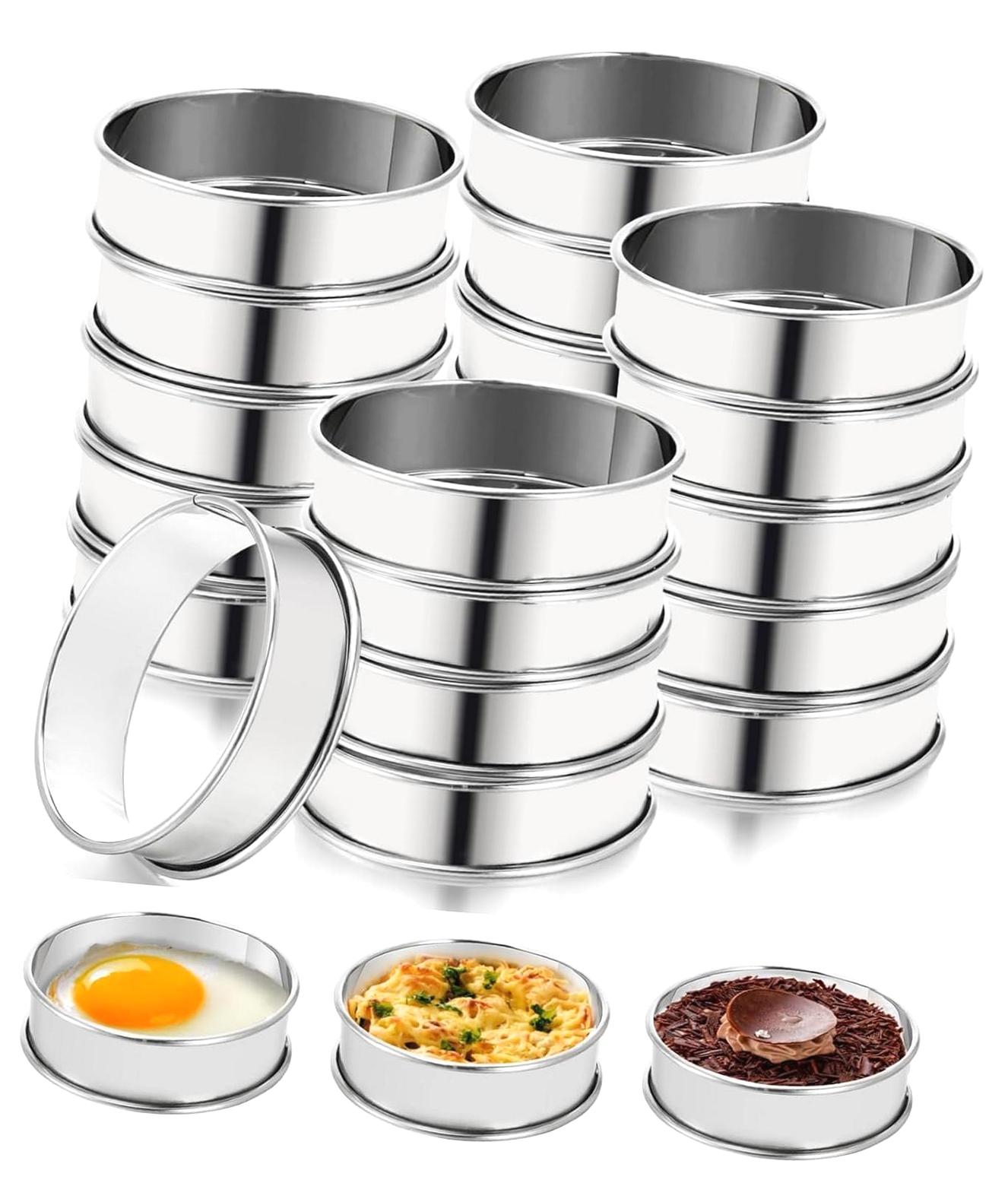FREEAMG 20-Piece English Muffin , Stainless Steel Crumpet Molds, 3-Inch ...