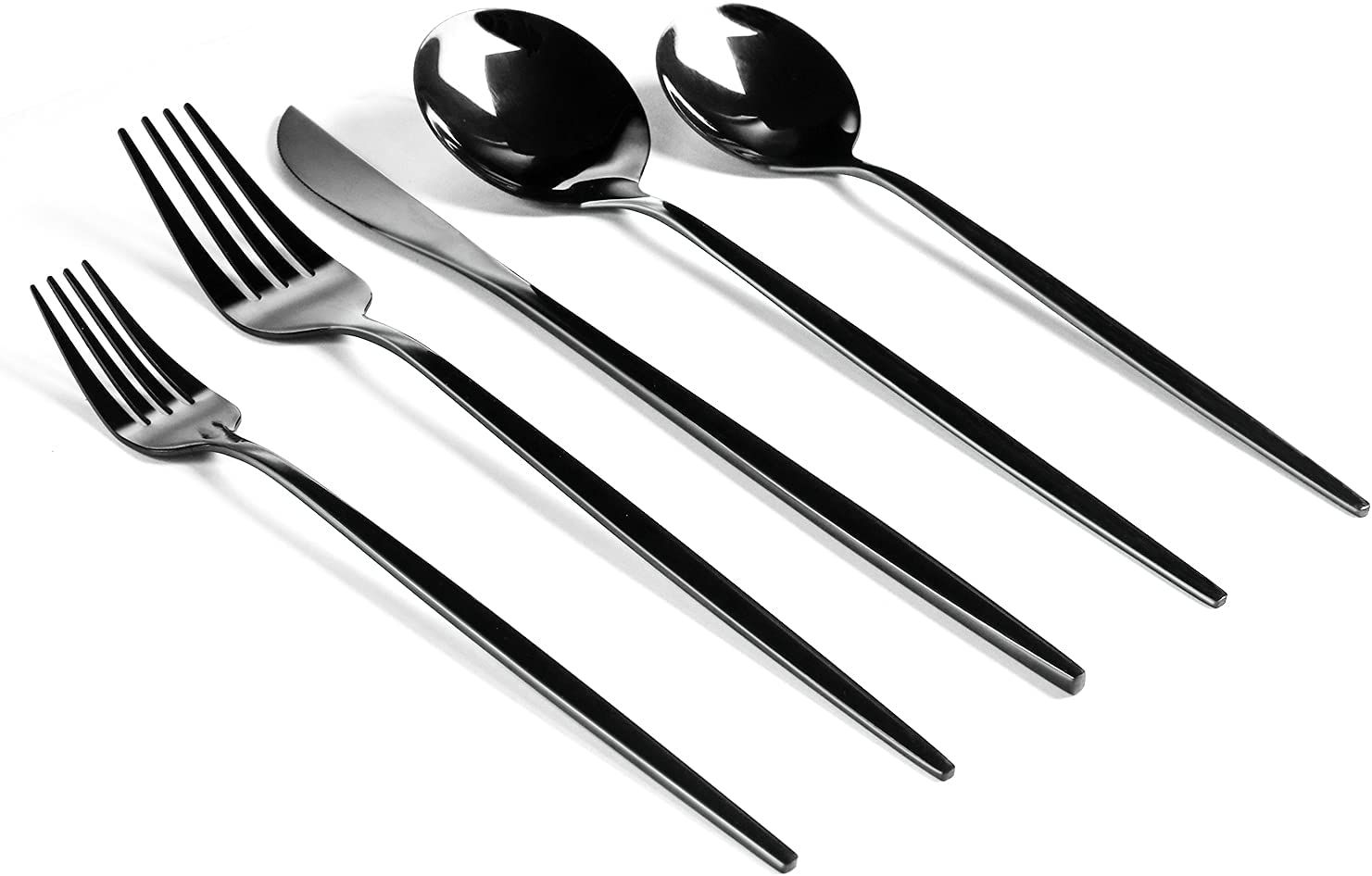 FREEAMG 20-Piece Silverware Set, Black Stainless Steel Flatware Set ...
