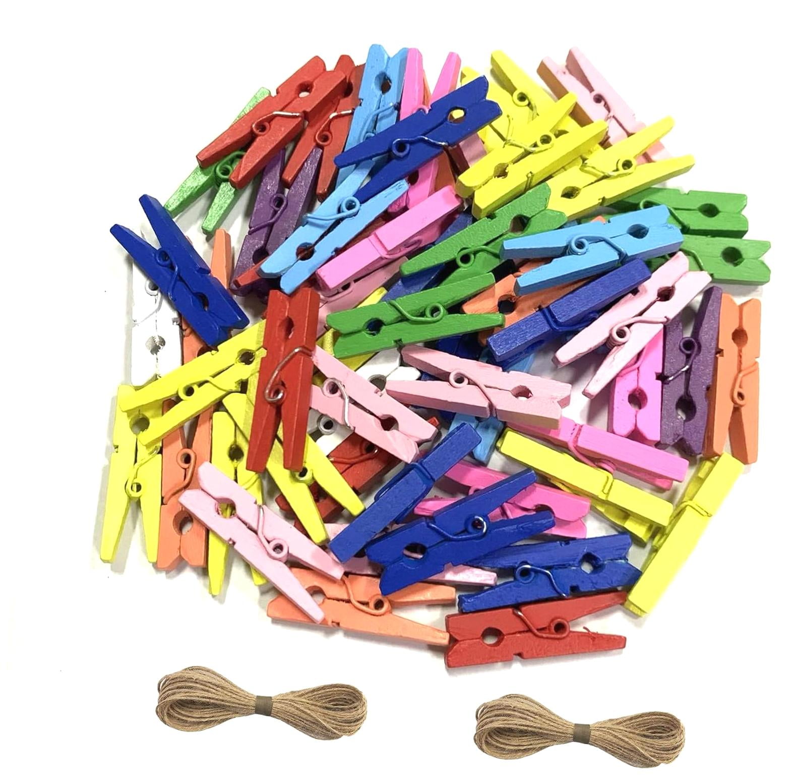FREEAMG 200 Bundle Colored Timber Clips , 10 Shades Timber Clips with 66FT Jute , Multicolored ...