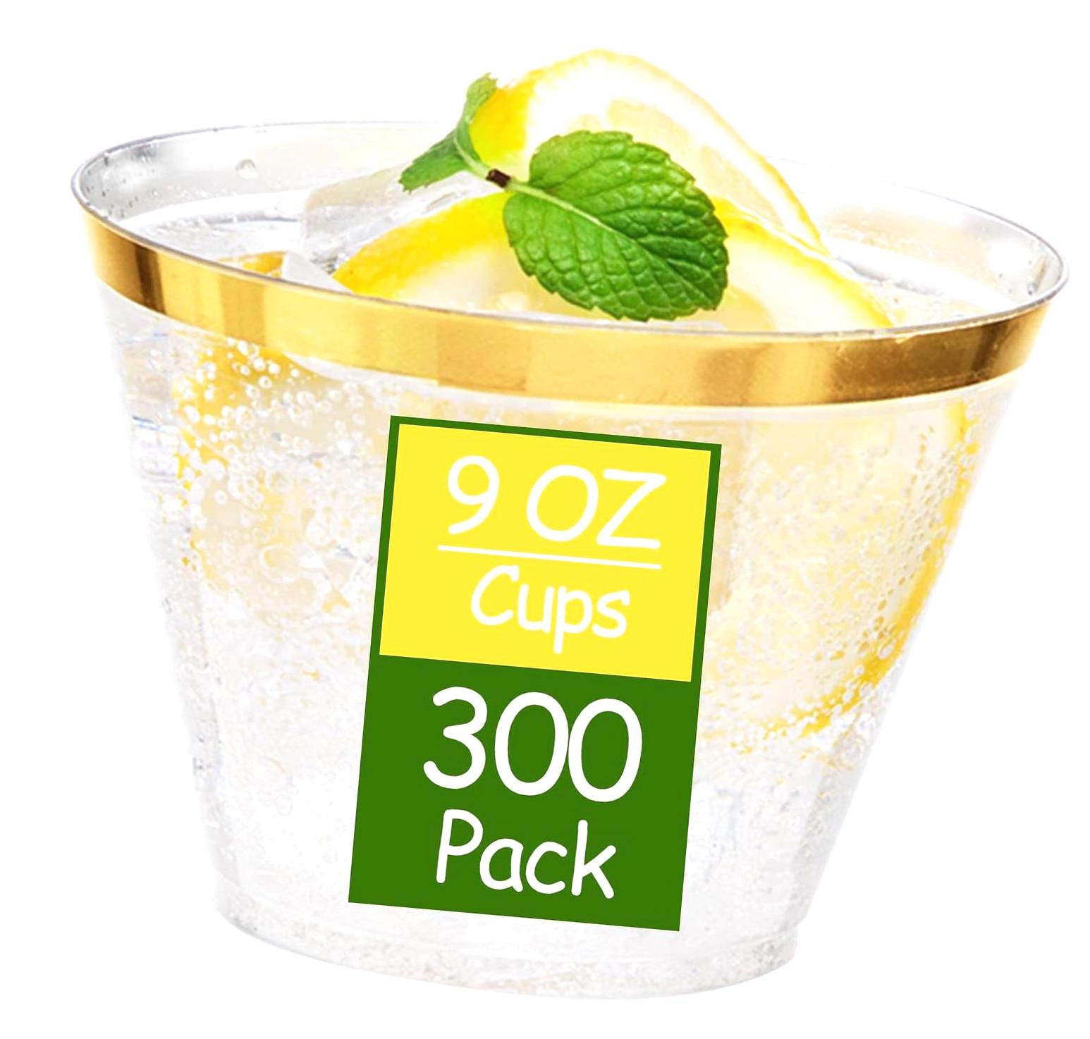 FREEAMG 200PCS Plastic Cups - 9Oz Clear Plastic Cups with Rim for Party ...