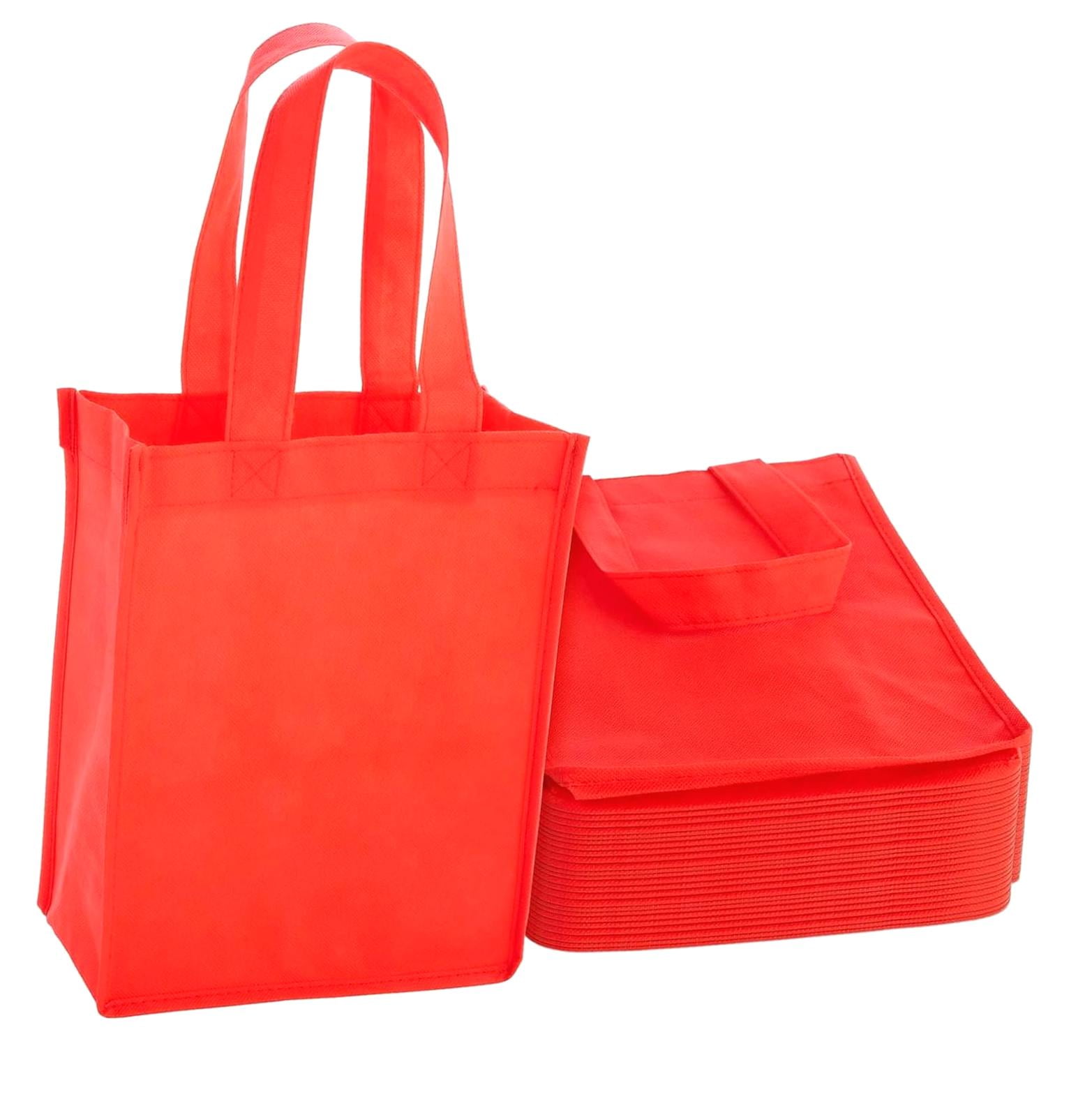 FREEAMG 24-Pack Red Grocery Tote Bags for Shopping - Bulk Small Canvas ...