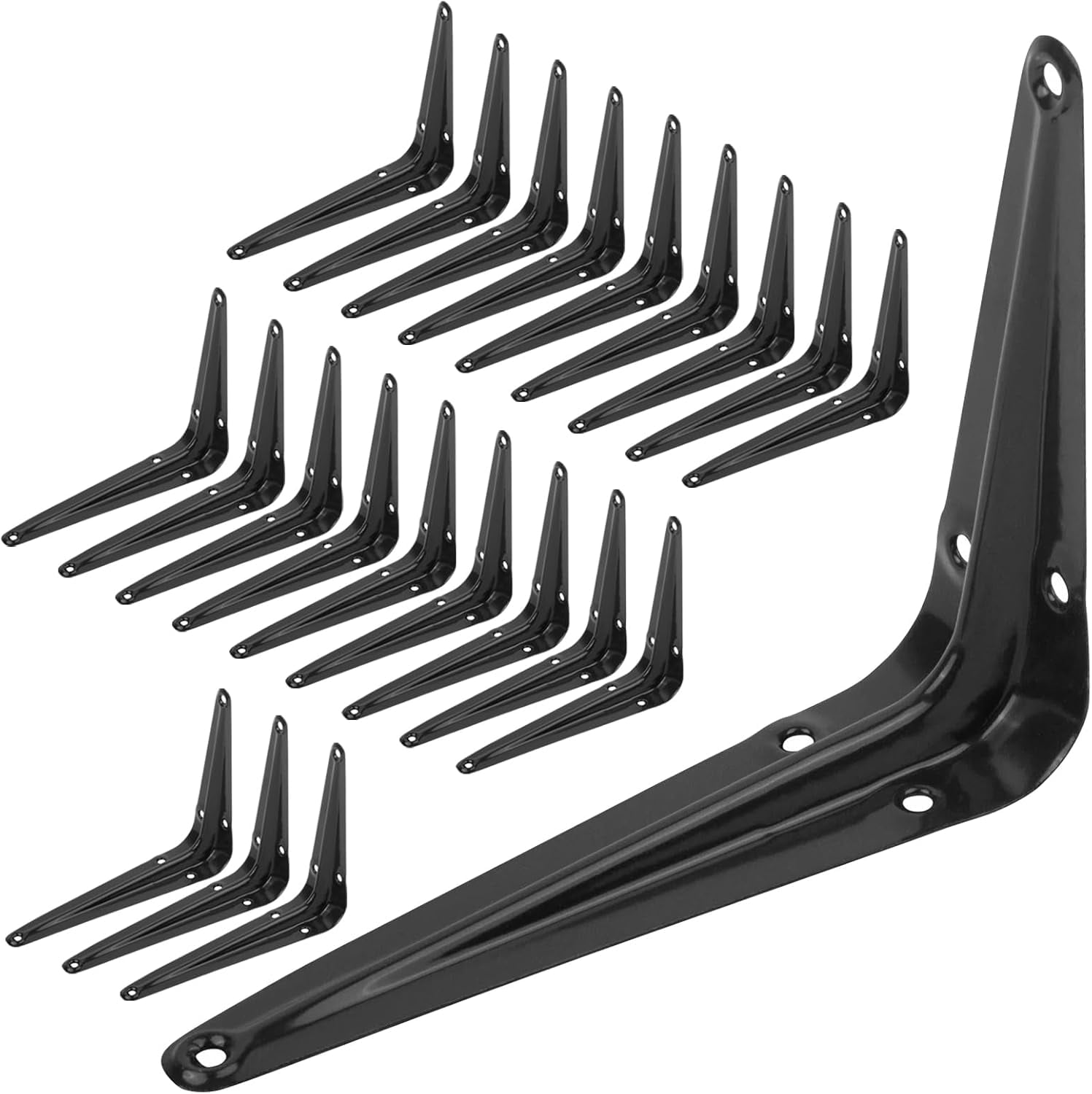 FREEAMG 24 Packs Shelf Brackets 10 x 8 Inches Black, Heavy Duty Iron ...