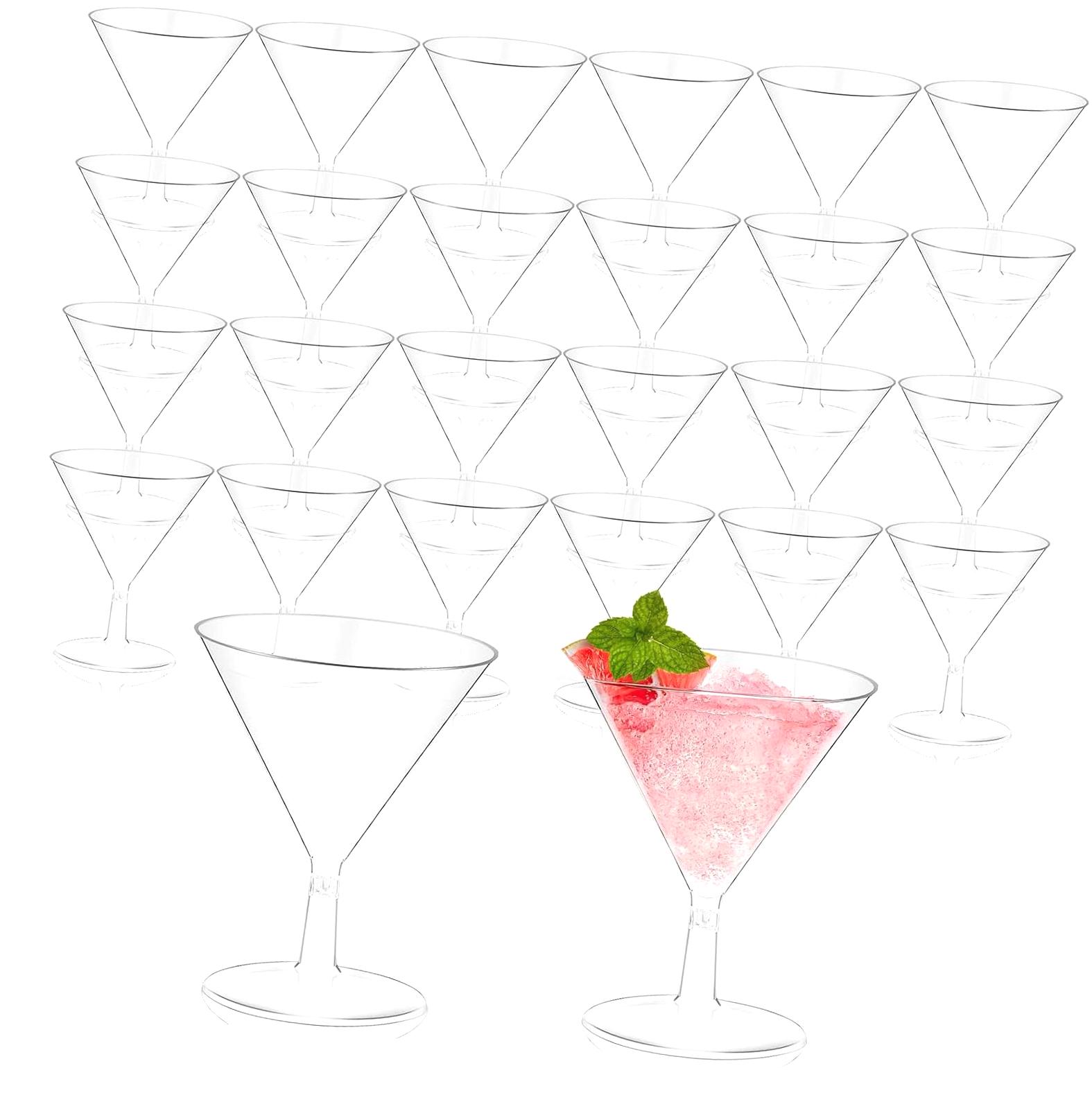 FREEAMG 24 Pcs Plastic Martini Glasses 2oz 5oz 7oz Clear Cocktail ...