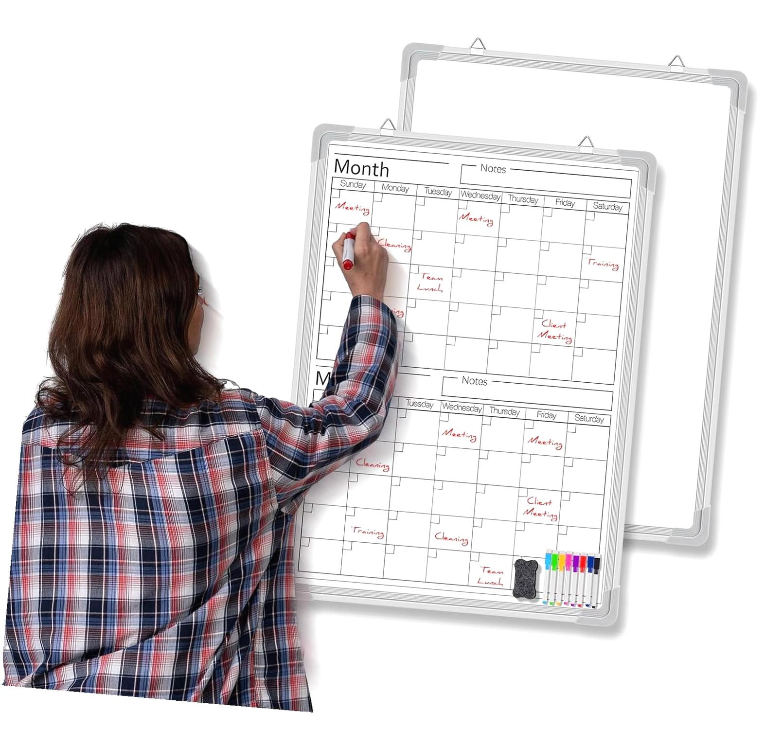 FREEAMG 24" x 18" Magnetic Vertical 2 Month Wall Calendar, Undated Horizontal Planner with ...
