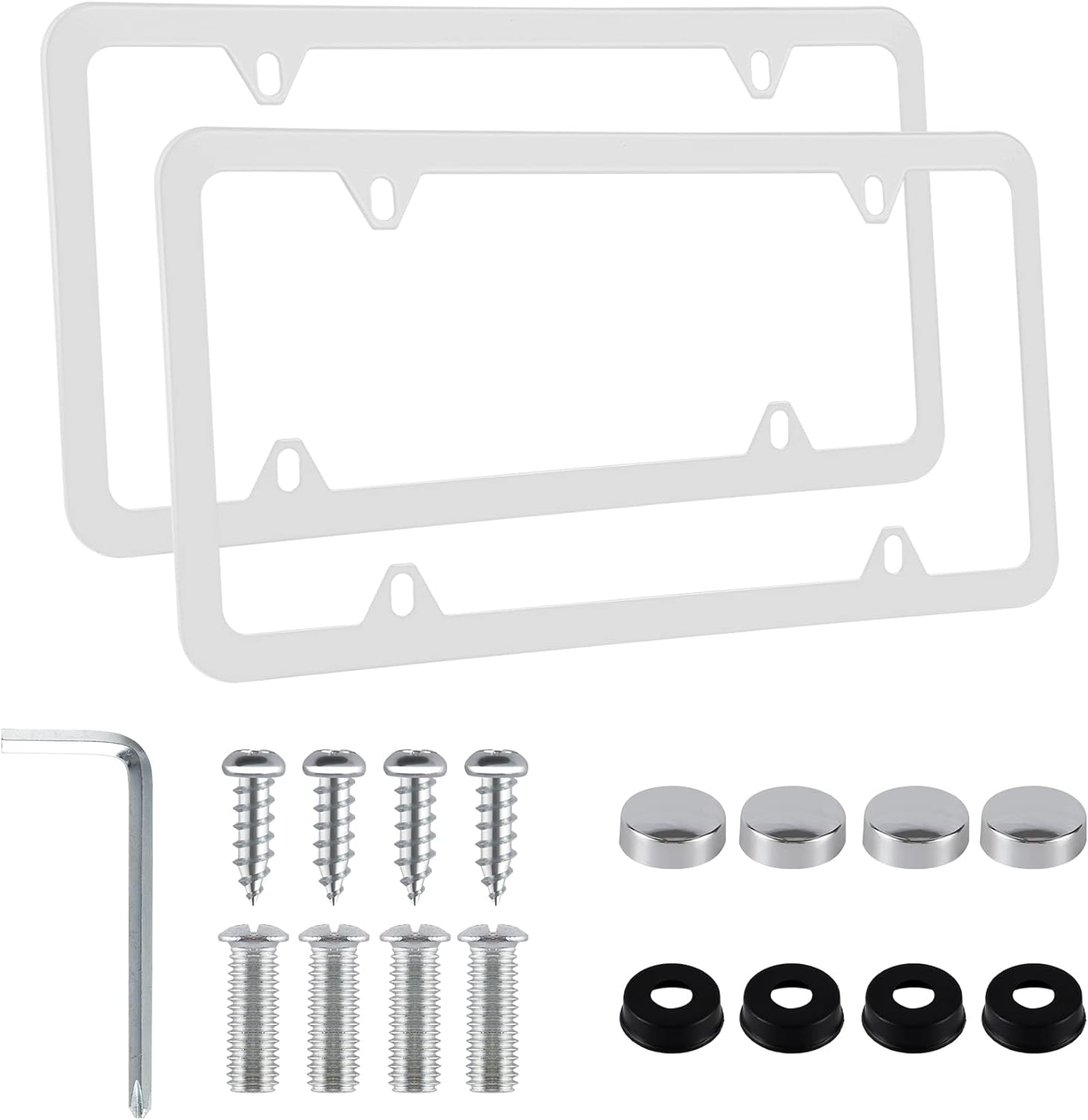 FREEAMG 2PCS Stainless Steel License Plate Frames, 4 Holes Car Licence ...