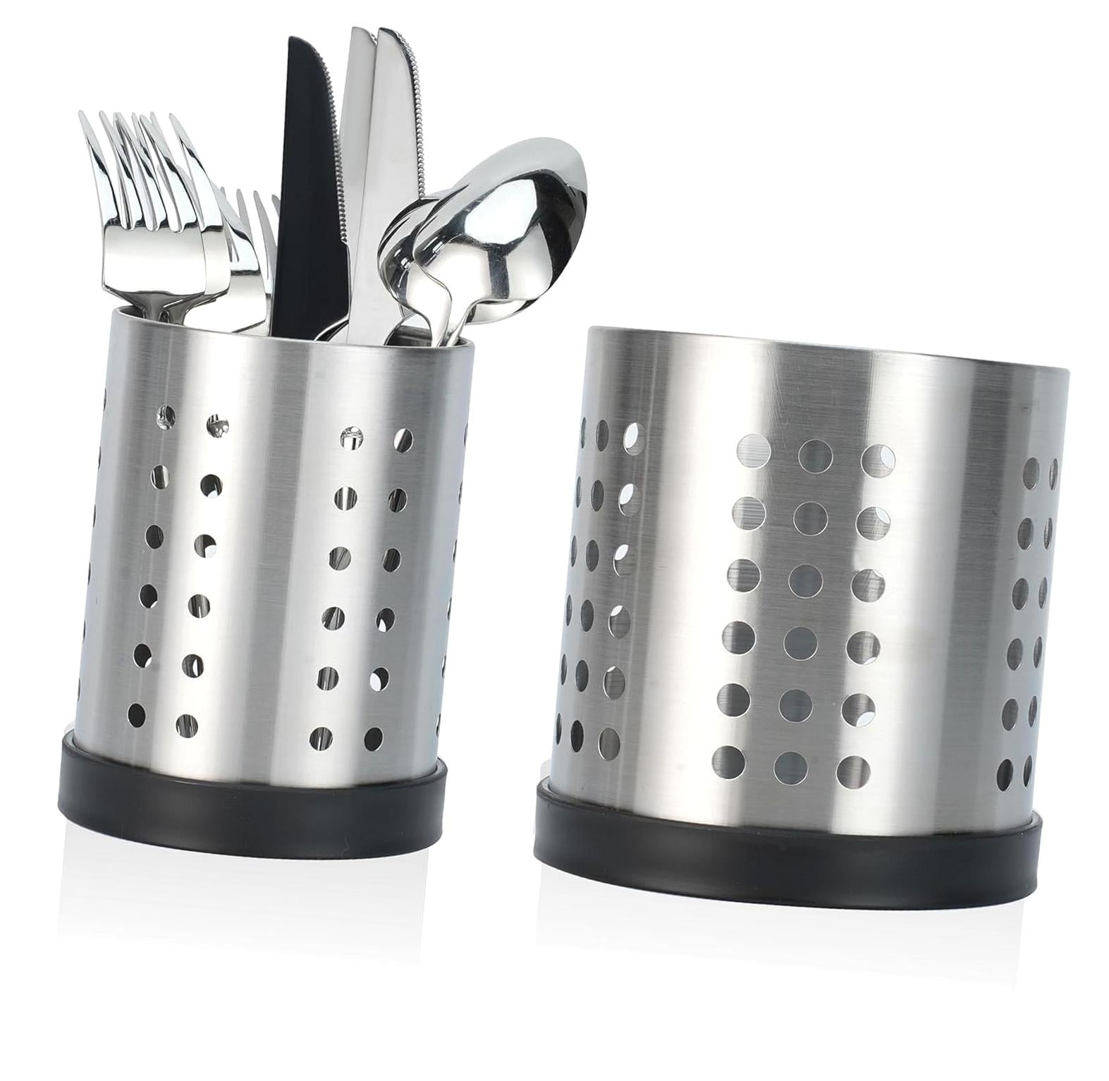 FREEAMG 2Pcs Kitchen Utensils Holder with Base, Stainless Steel Spoon ...
