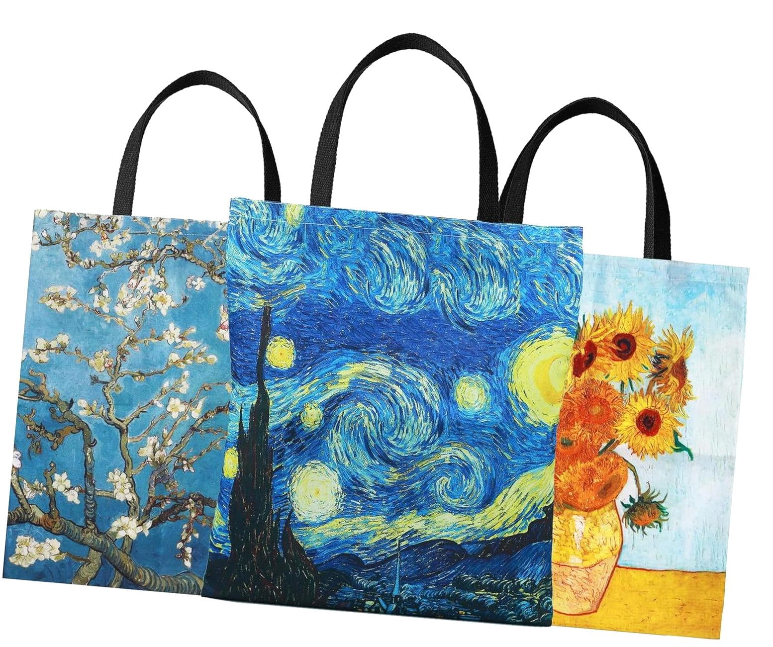 FREEAMG 3 Pack Aesthetic Vintage Cute Tote Bag, Van Gogh Claude Beach ...