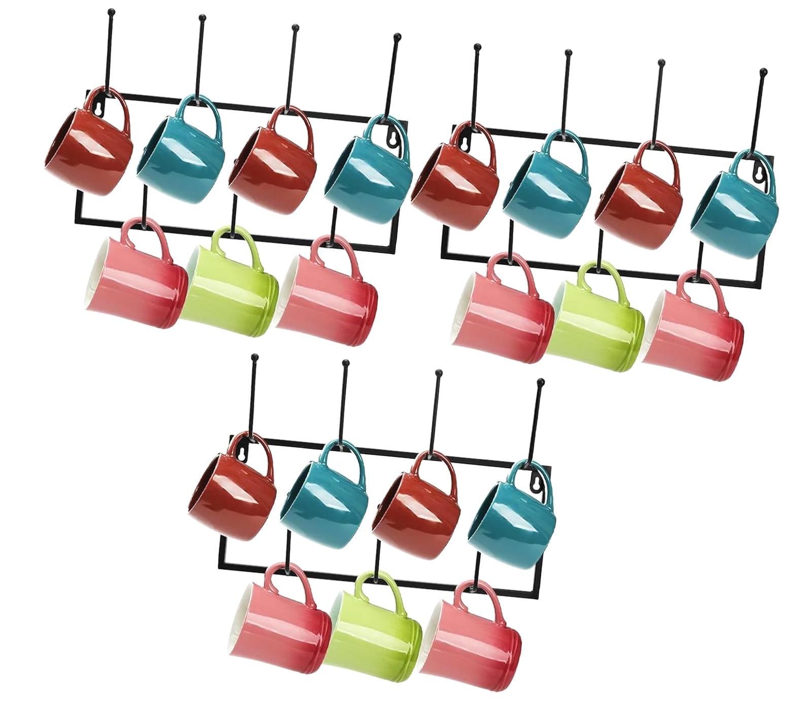 FREEAMG 3 Pack Wall Mounted Coffee Mug Rack, Multi-Directional 6-Tier ...