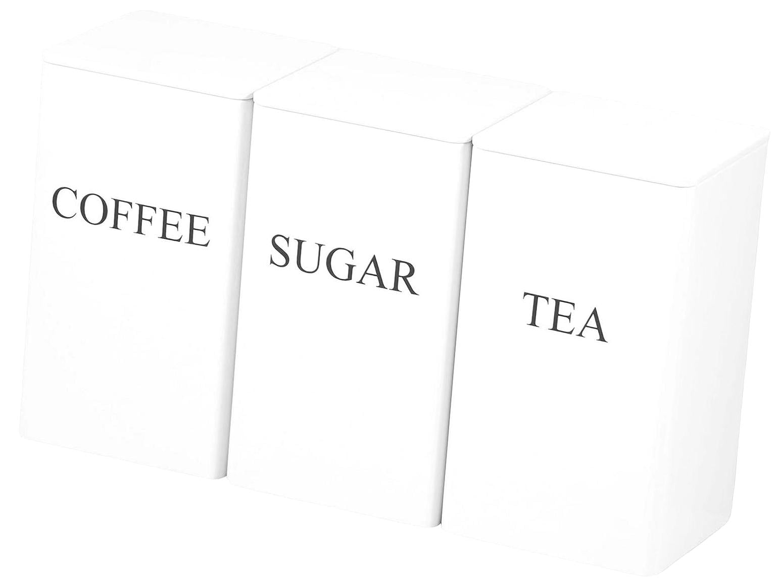 FREEAMG 3 Pcs Coffee Tea Sugar Container Set, 1000 ml Metal Vintage Kitchen Canister Set with ...