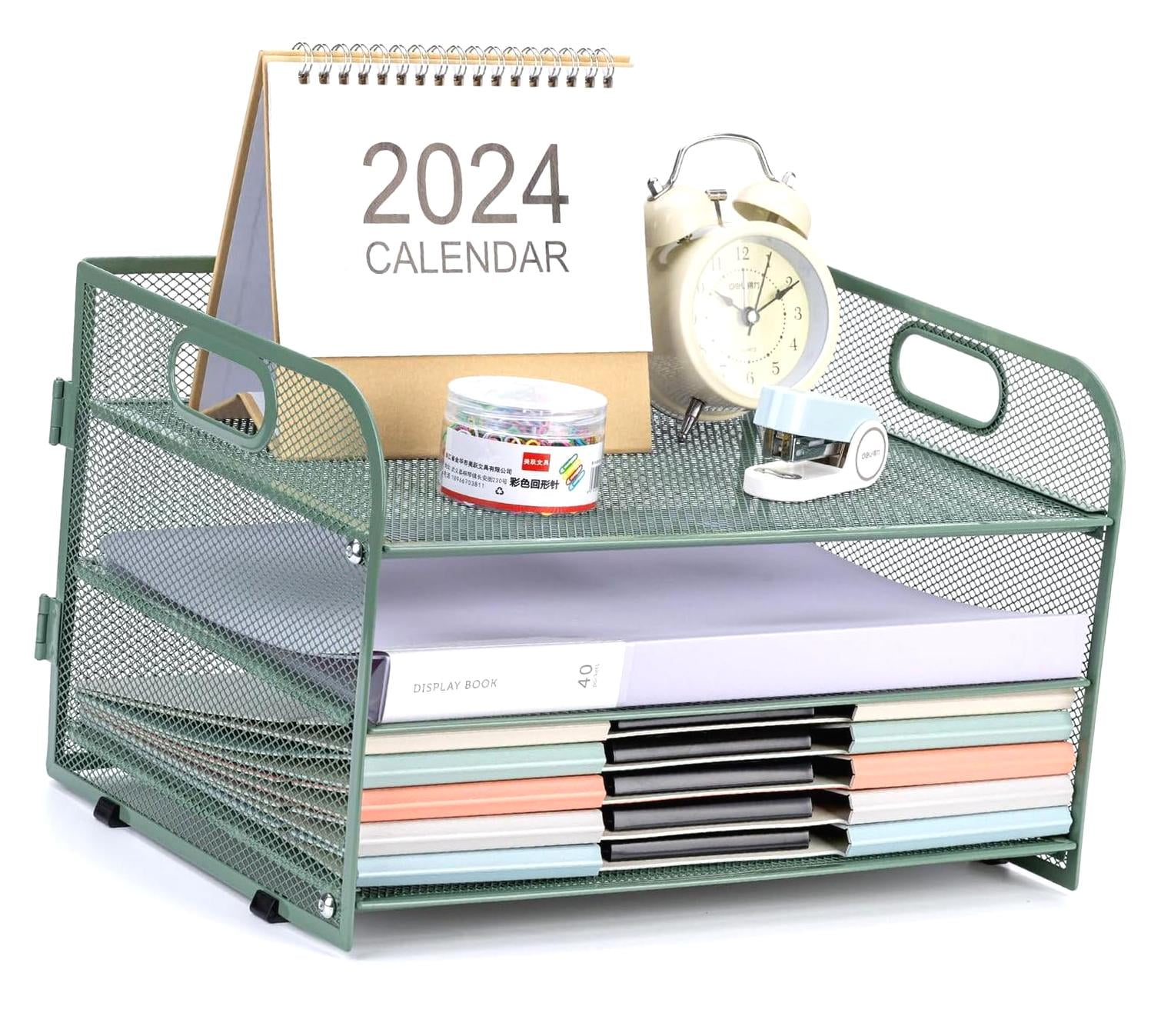 FREEAMG 3-Tier Mesh Letter Tray with Handle, Compact Desktop Organizer ...