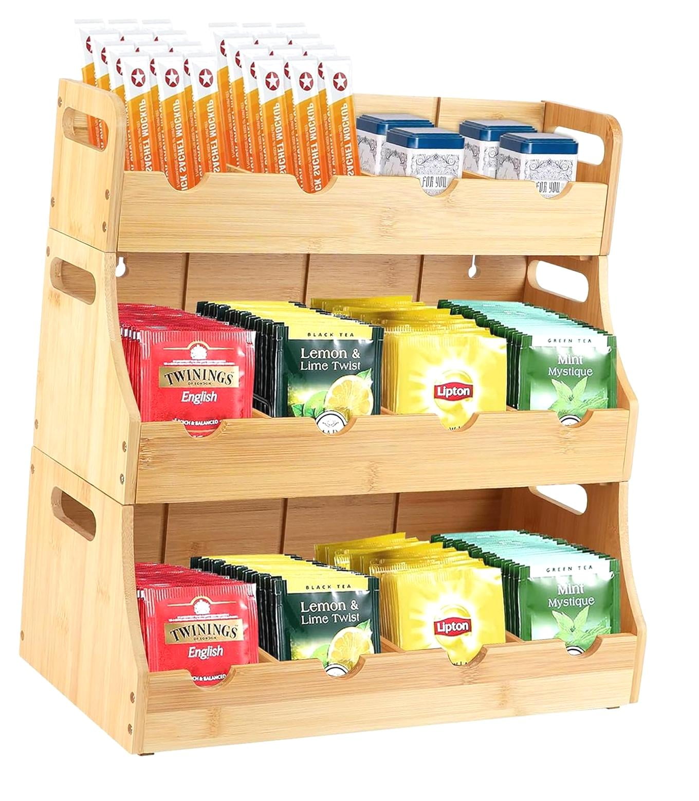 FREEAMG 3-Tier Tea Bag Organizer, Stackable Storage Box with Adjustable ...