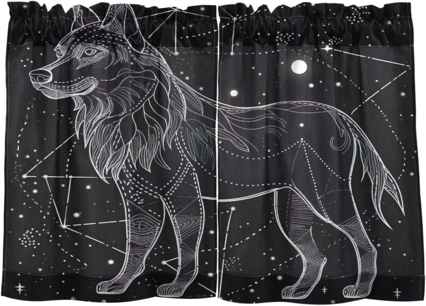 FREEAMG 36 Inch Length Kitchen Curtains Wolf 2 Panels Half Window Sheer ...