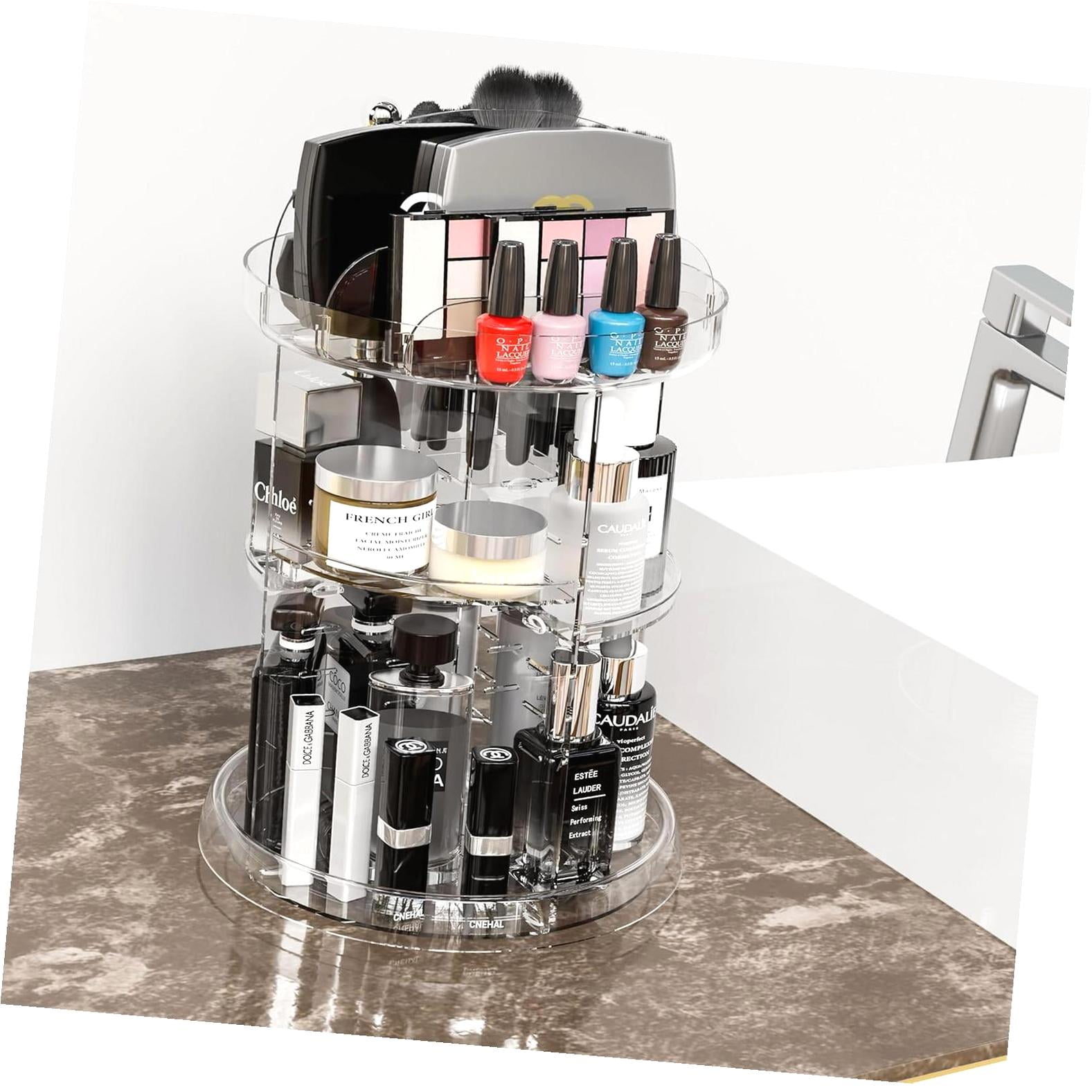 FREEAMG 360-Degree Rotating Makeup Organizer, Black Spinning Vanity ...