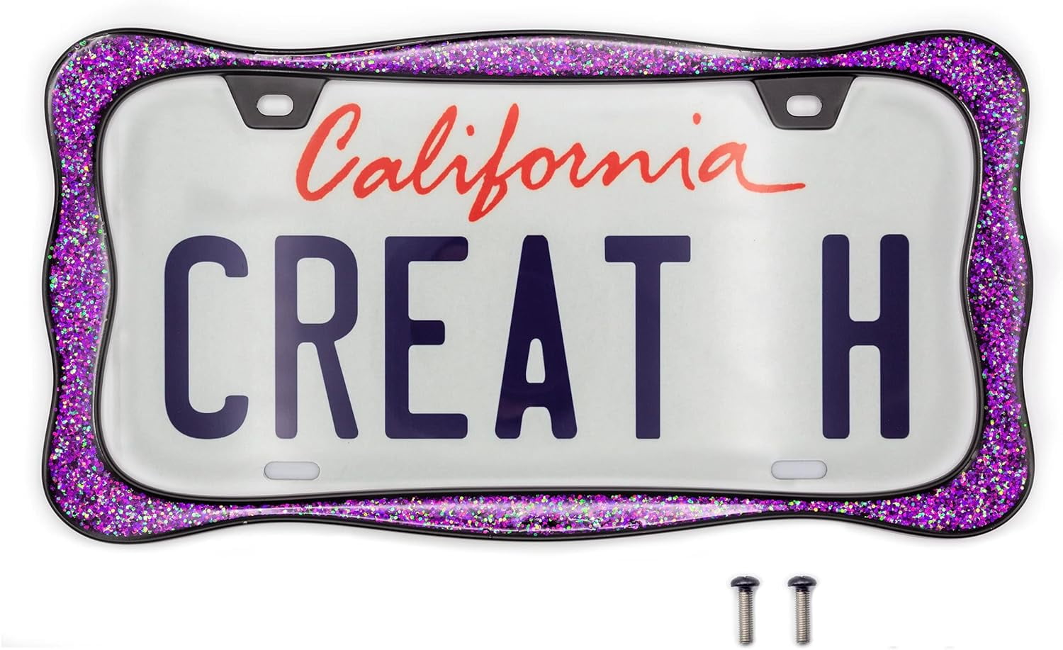 FREEAMG 3D Shining License Plate Frame, Black Powder Coated with Chunky ...