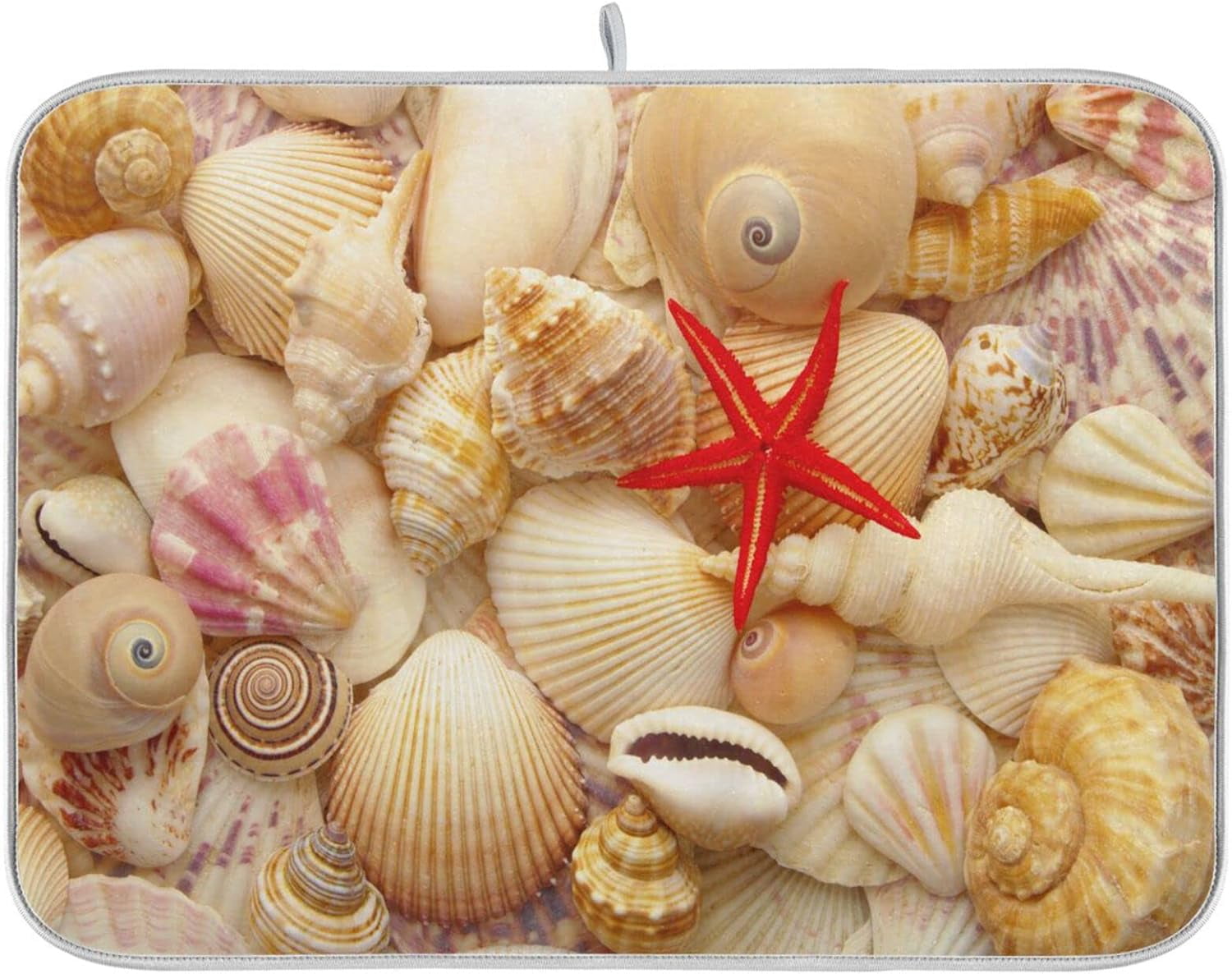 FREEAMG 3D Summer Starfish Mixed Seashells Absorbent Dish Drying Mat ...