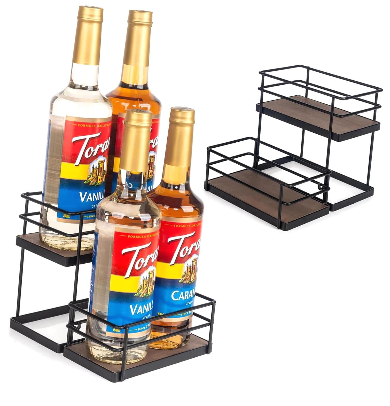 FREEAMG 4-Bottle Coffee Syrup Organizer, 2-Tier Syrup Stand Shelf for ...