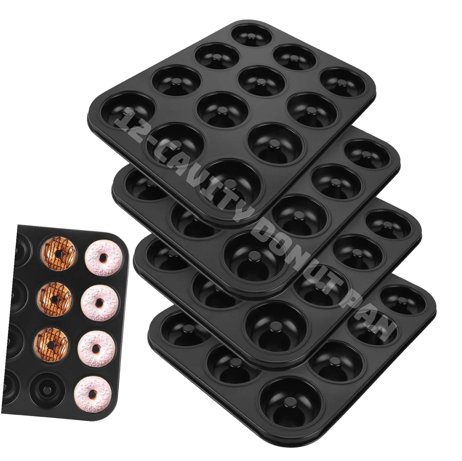 FREEAMG 4 Pack Donut Pan, 12-Well Nonstick Doughnut Pan, 14" x 10.4", Carbon Steel Donut Trays ...