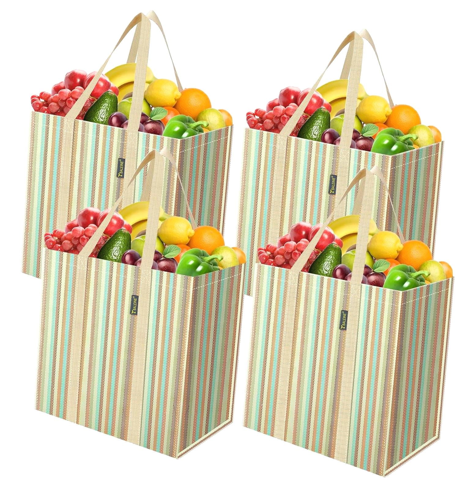 FREEAMG 4 Pack Grocery Totes with Strengthened Base, Collapsible ...