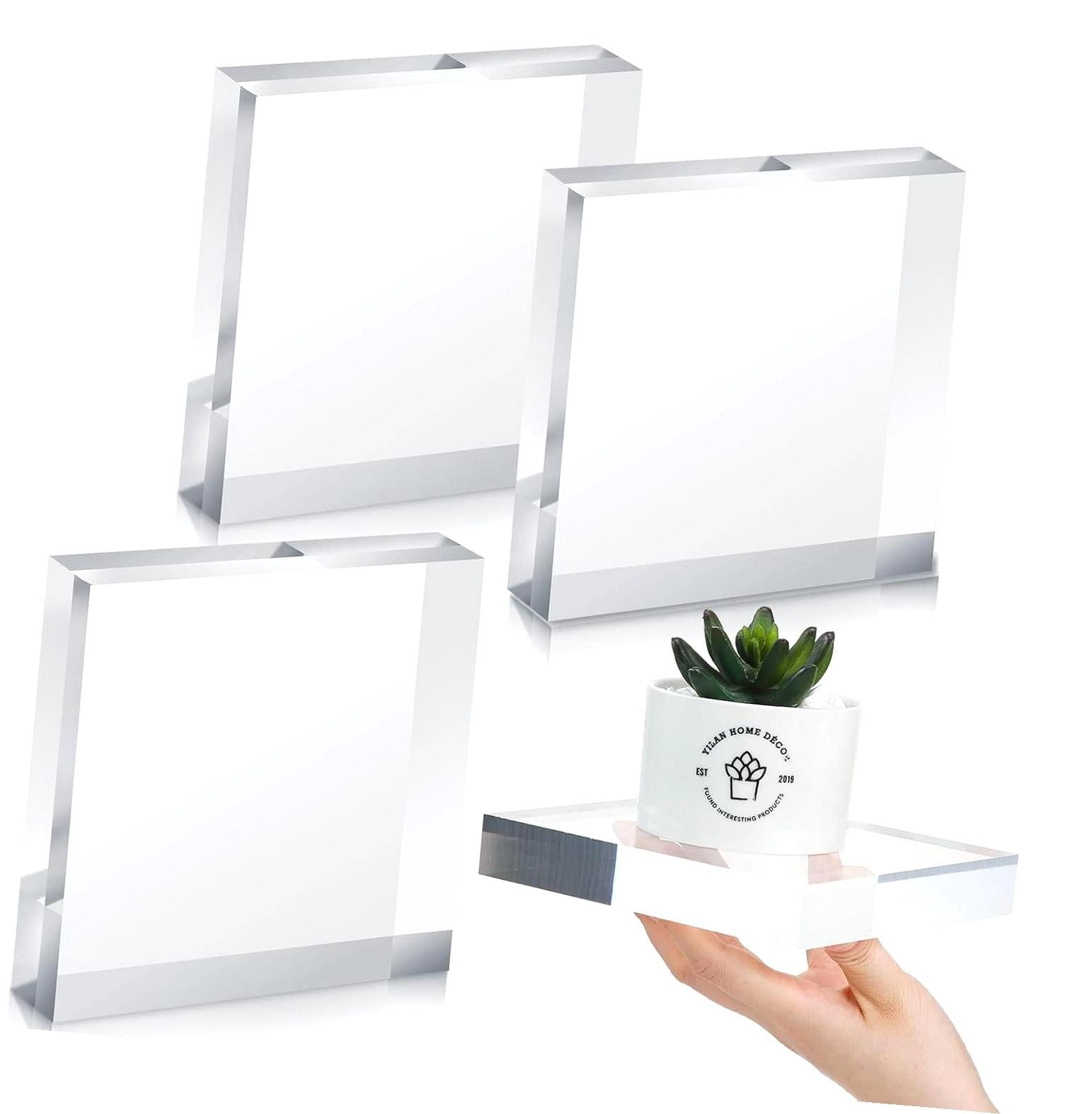 FREEAMG 4 Pcs 5 x 5 x 1 Inches Acrylic Square Display Block Clear ...