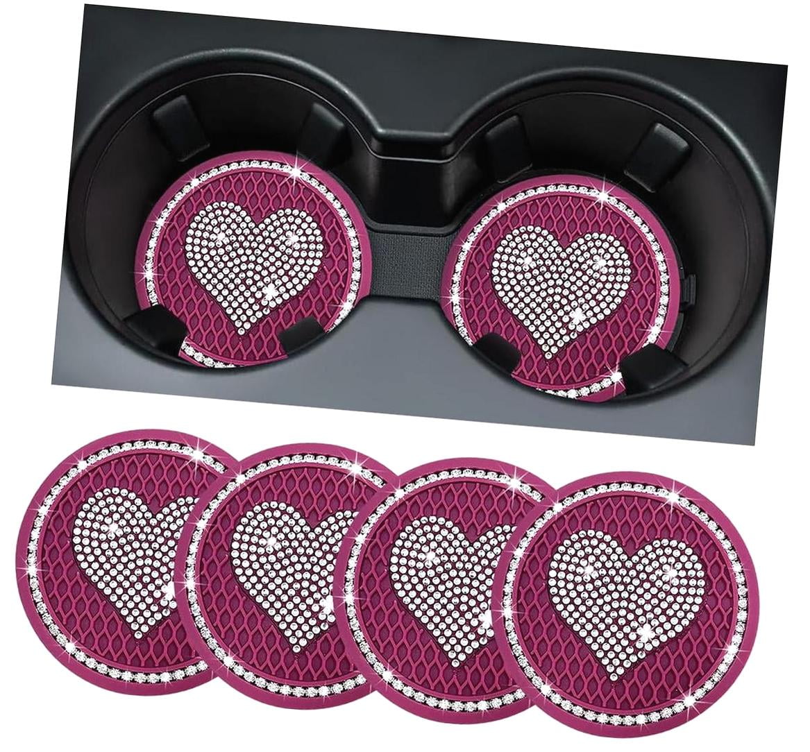 FREEAMG 4-Piece Dazzling Car Cup Coasters, 2.75 Inch Heart Crystal ...