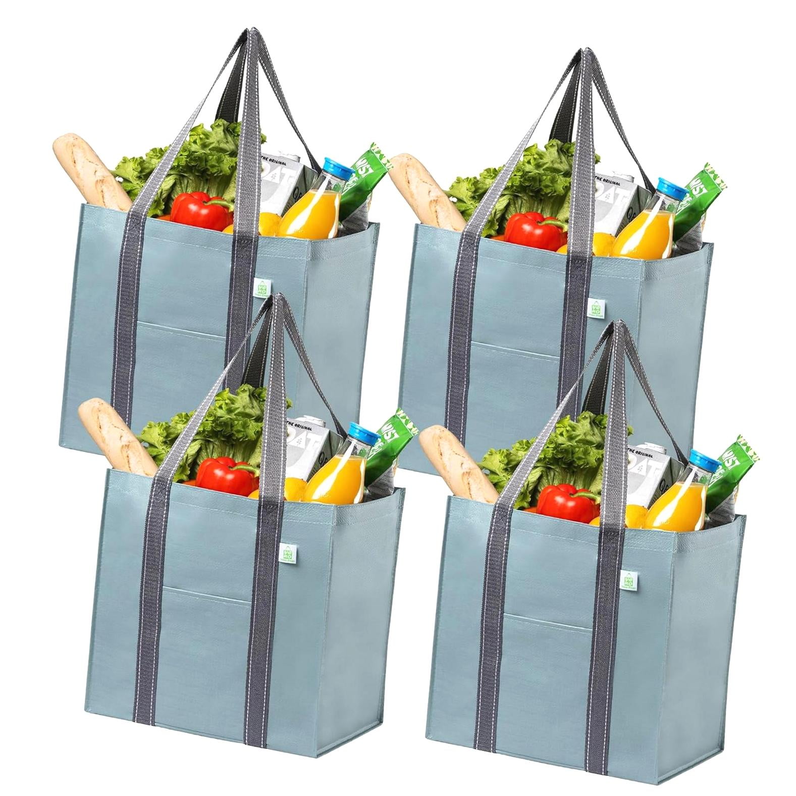 FREEAMG 4-Piece Grocery Bag Set, Shopping Totes with Handles, Hard ...
