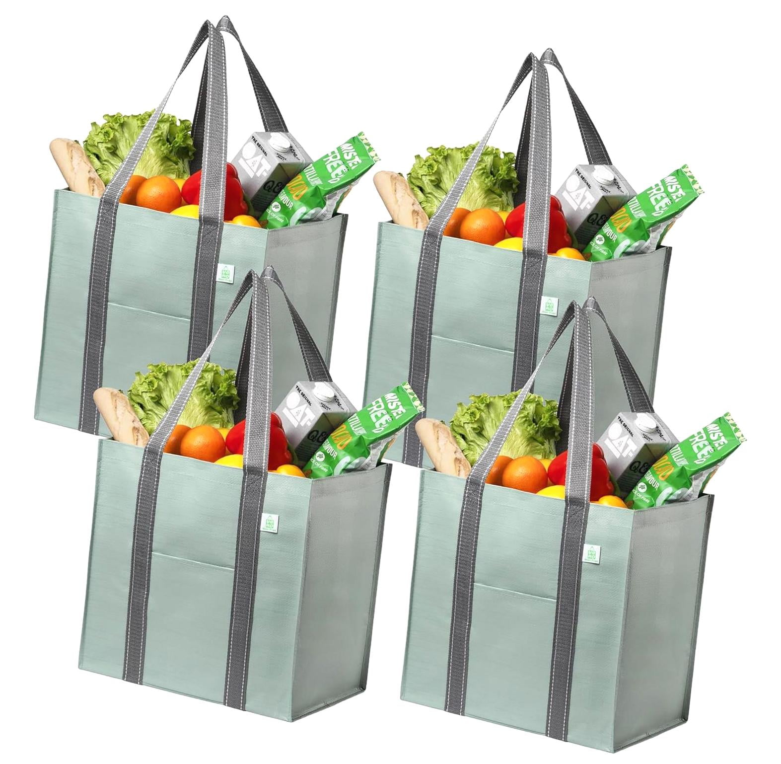 FREEAMG 4-Piece Grocery Bag Set, Shopping Totes with Handles, Hard ...