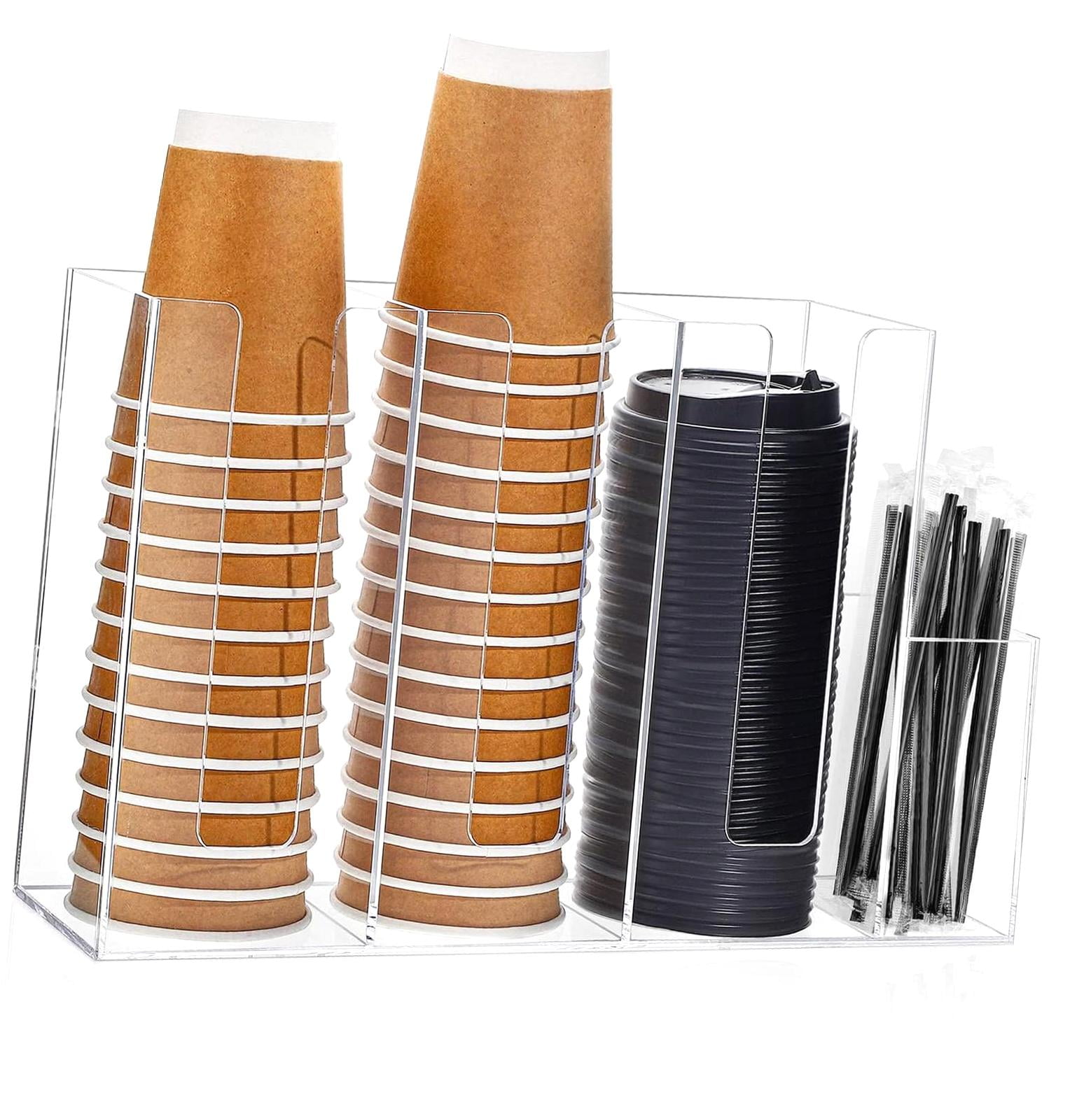 FREEAMG 4-Section Acrylic Coffee Cup and Lid Storage Organizer, Paper ...