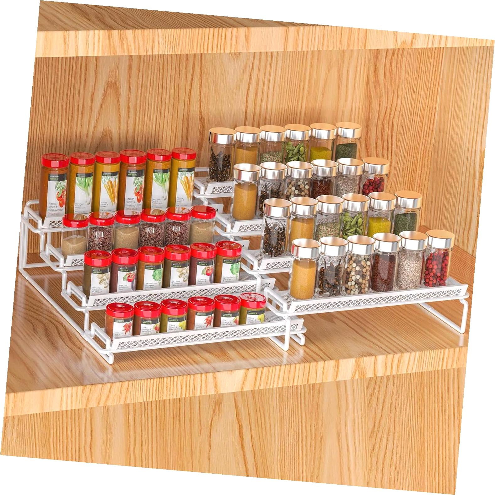 FREEAMG 4 Tier Spice Rack Organizer for Cabinet Interior, Expandable ...