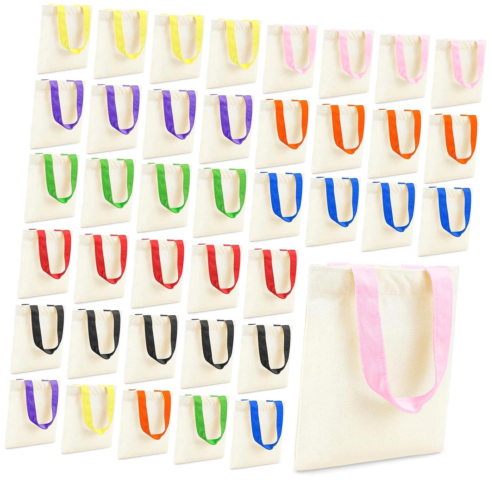 FREEAMG 48 Pcs Mini Tote Bag Sublimation Blank Canvas Tote Bags Grocery ...