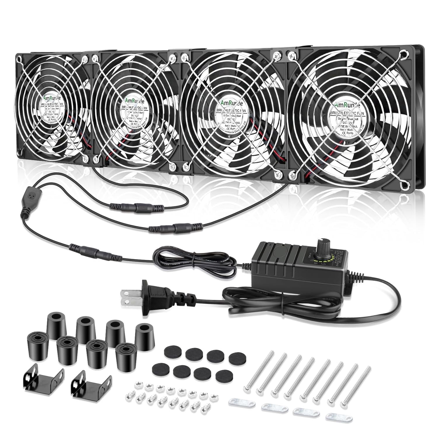 FREEAMG 4X 120mm Server Rack Fan with Speed Controller Big Airflow 110V ...