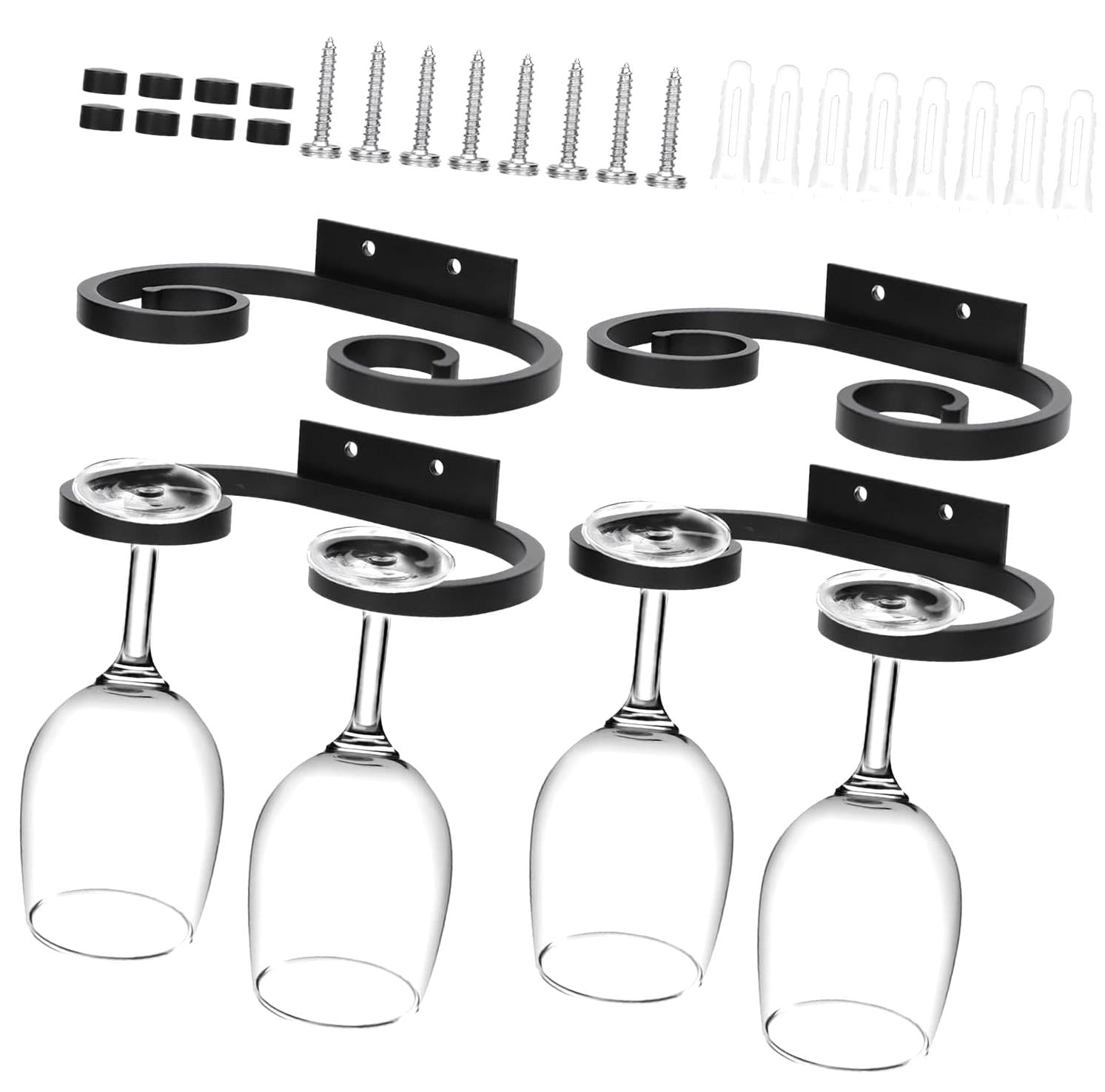 FREEAMG 4pcs Wall Mounted Glass Rack, 6.69x3.82 Inch Metal Holder for ...