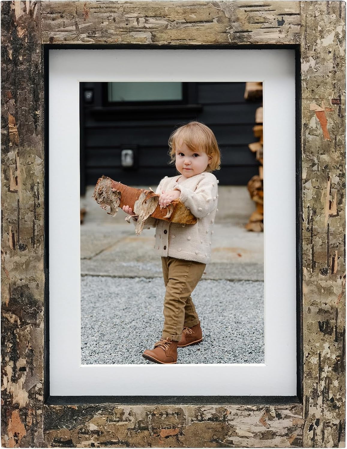 FREEAMG 4x6 Wood Picture Frame with Mat for 3.5x5 Pictures, Rustic P ...