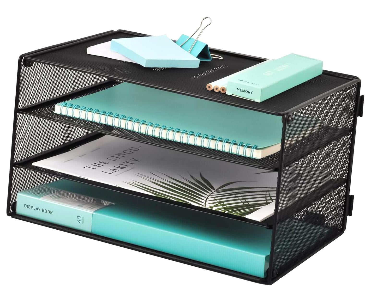 FREEAMG 5 Compartment Mesh Desk Organizer Tray, Document and Letter ...