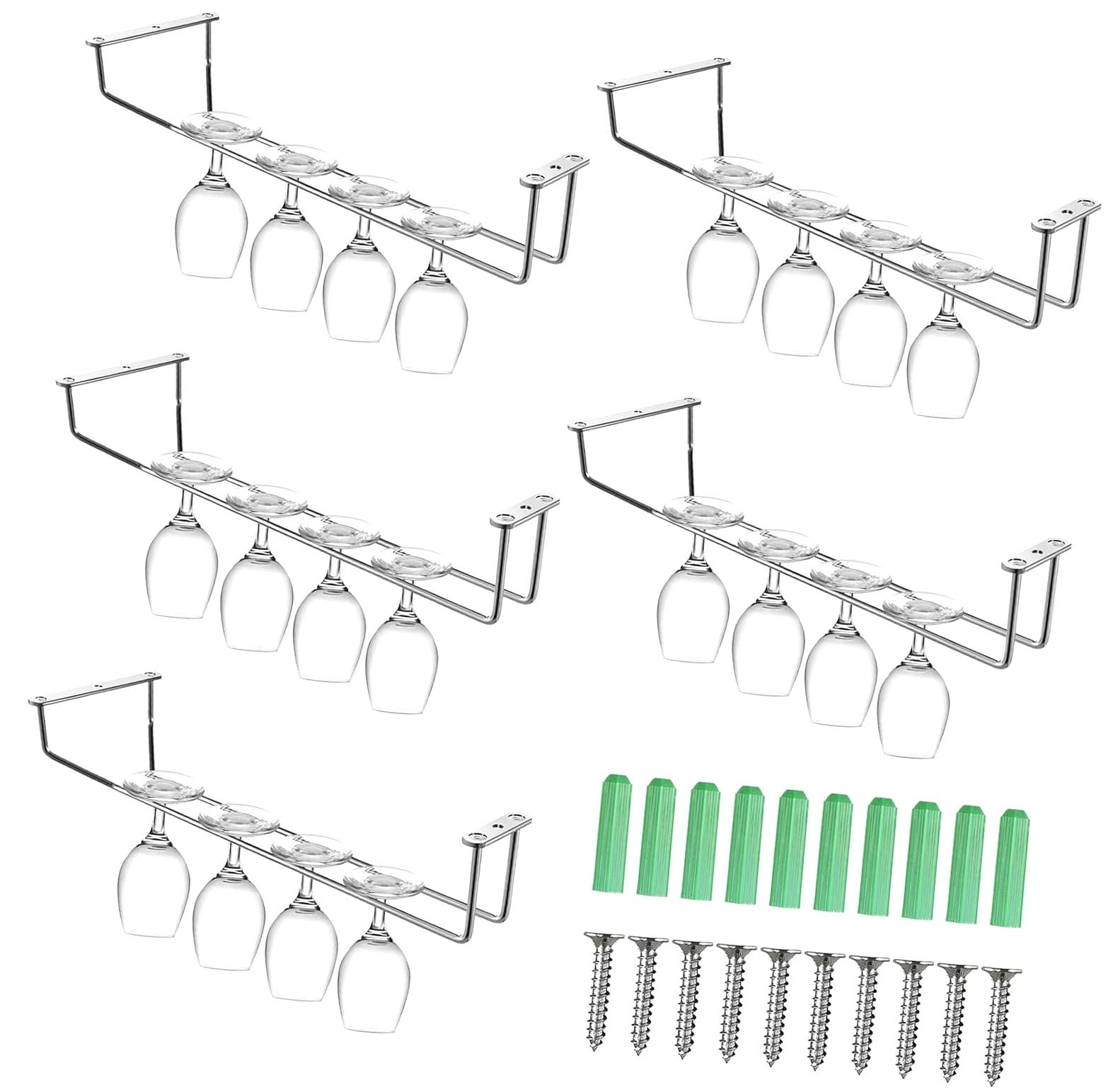 FREEAMG 5 Pack Glass Rack Stainless Steel Glass Holder, 14inch Hanging ...