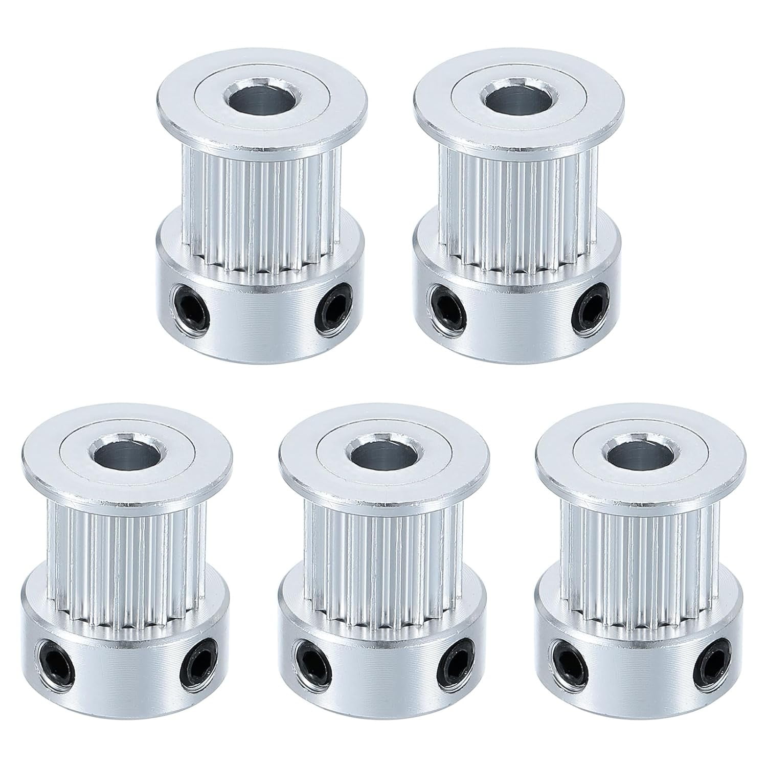 FREEAMG 5 Pcs Aluminum 20 Teeth 5mm Bore 10mm Width Timing Belt Pulley ...