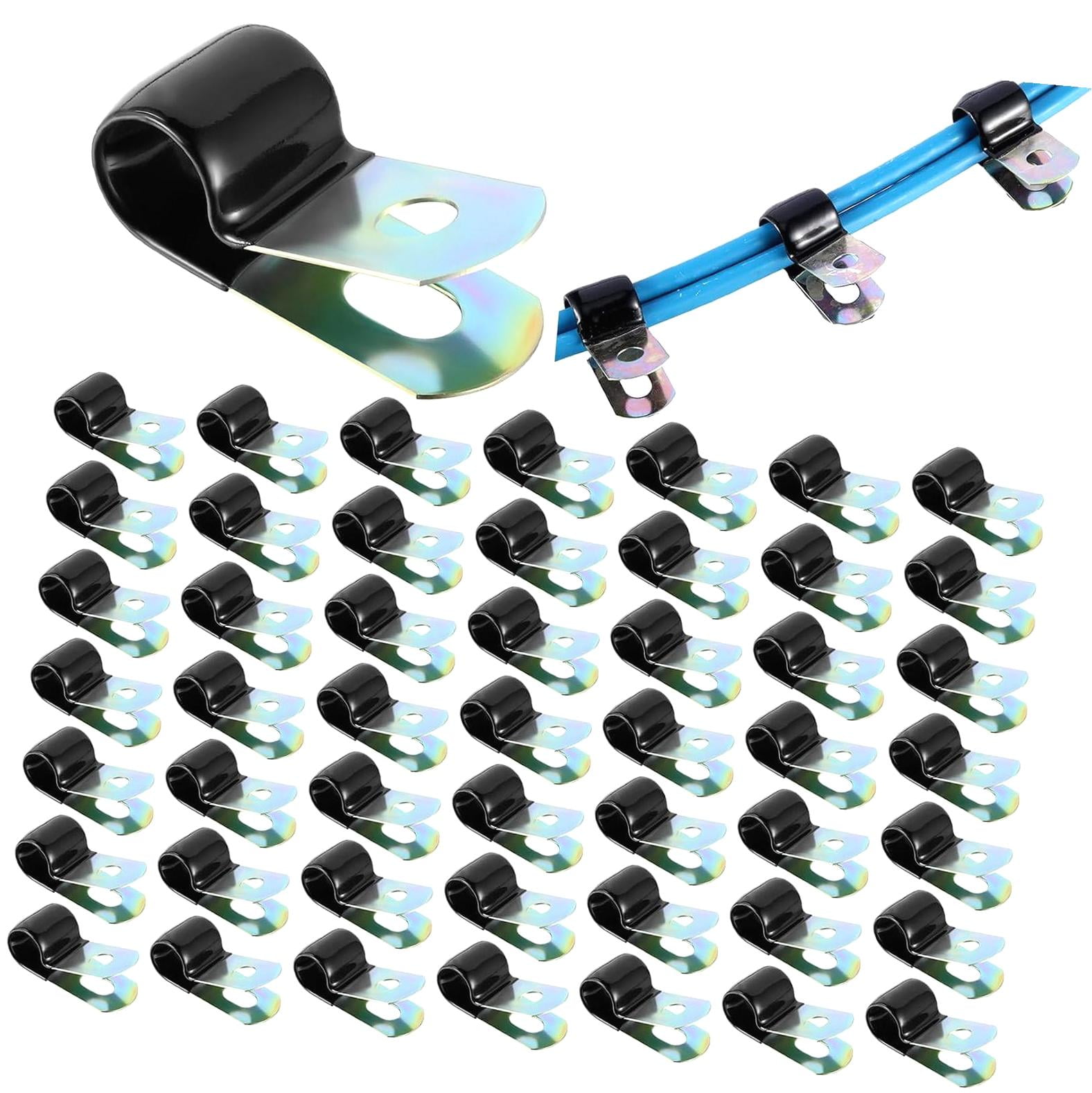 FREEAMG 50 Pack Vinyl Cable Clamps Galvanized Steel Cable Metal Wire ...
