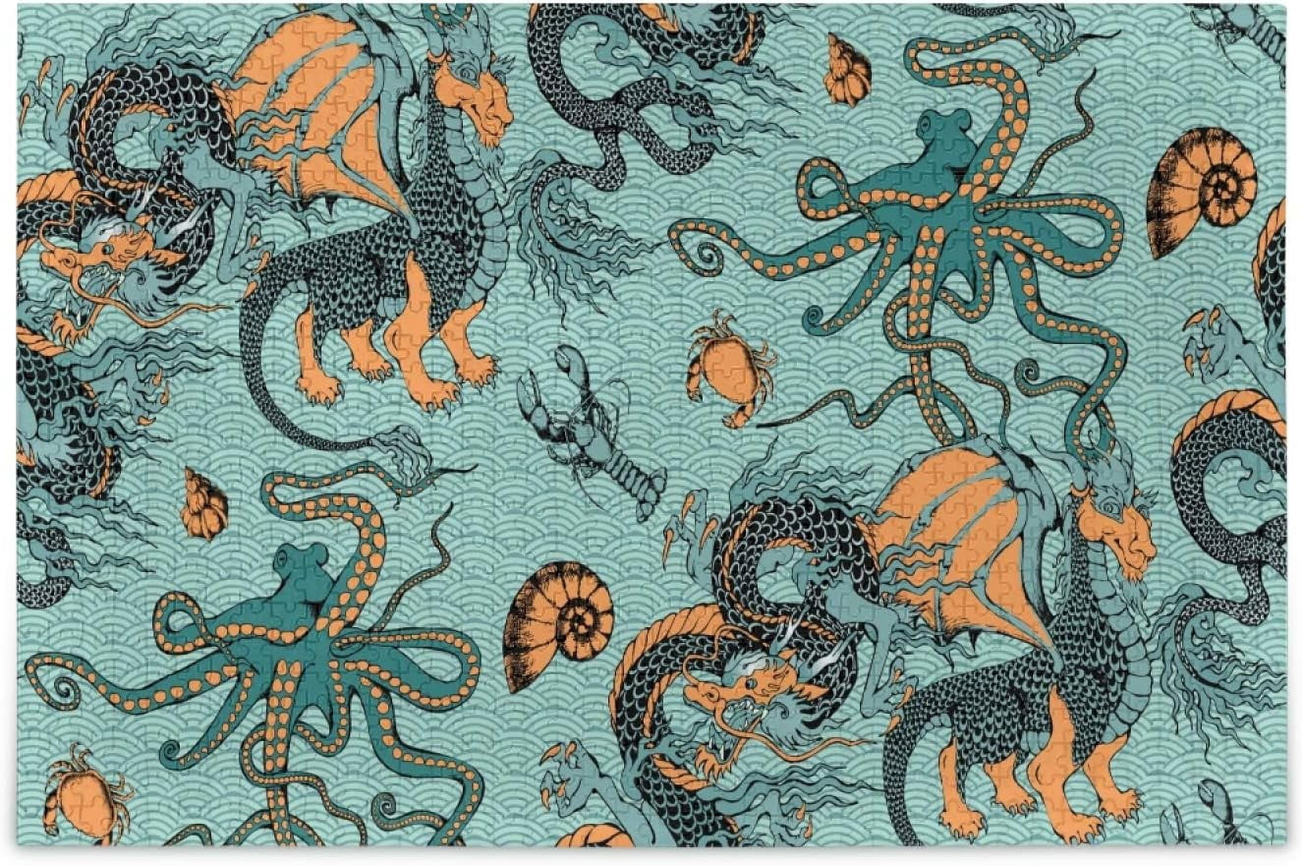 FREEAMG 500 Piece Jigsaw Puzzle for Adults Kids, Dragon Octopuses ...