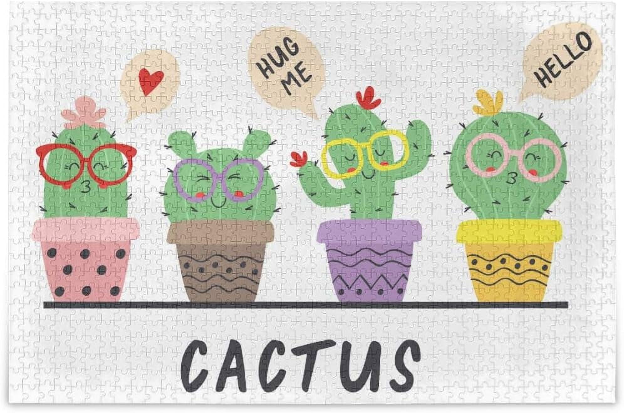 FREEAMG 500 Piece Jigsaw Puzzle for Adults Kids, Funny Cactus Puzzle ...