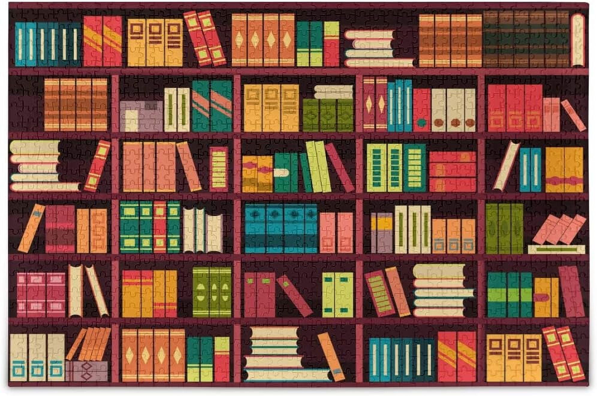 FREEAMG 500 Piece Jigsaw Puzzle for Adults Kids, Retro Bookshelf ...