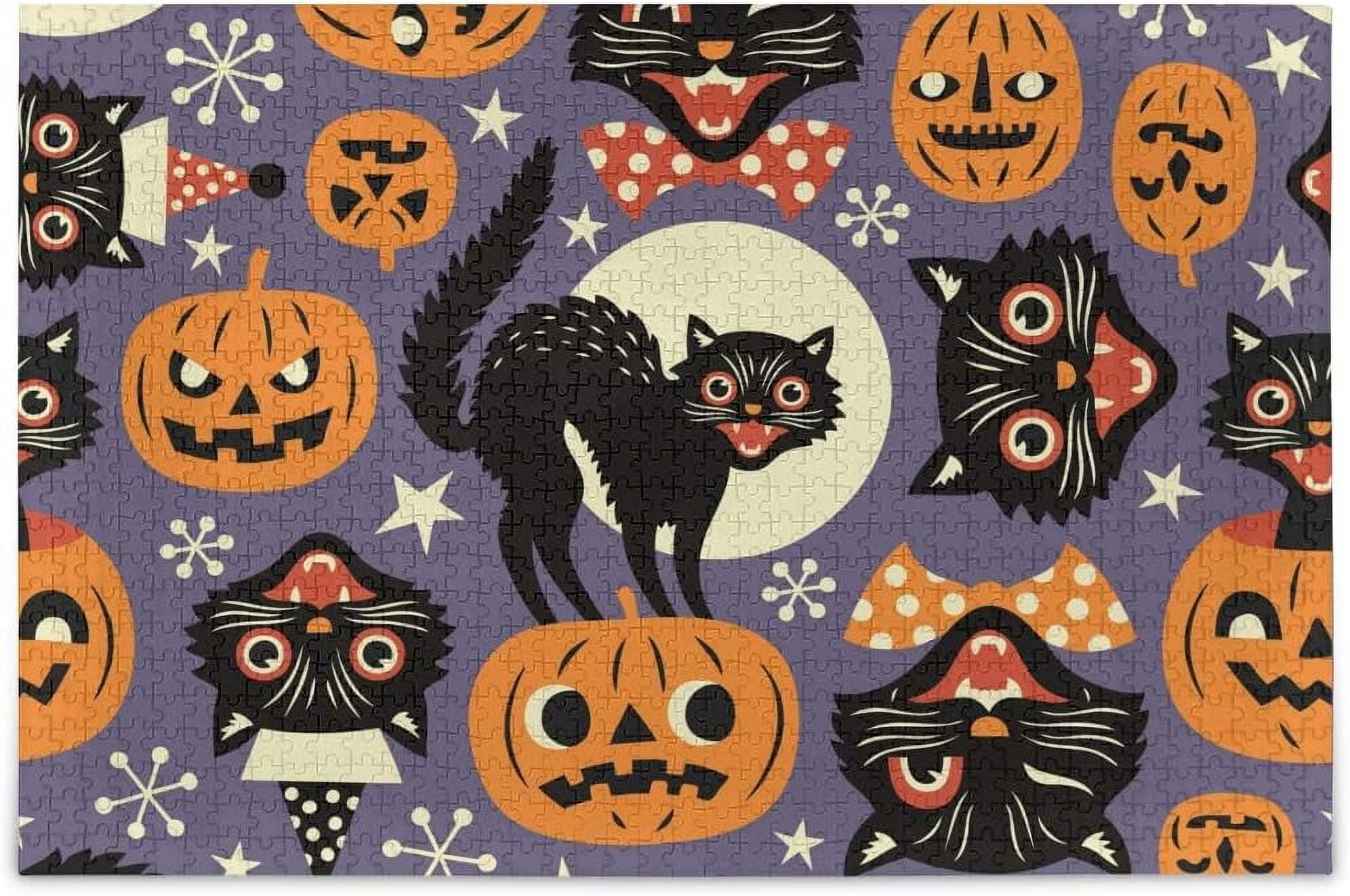 FREEAMG 500 Piece Jigsaw Puzzle for Adults Kids, Vintage Spooky Cats ...