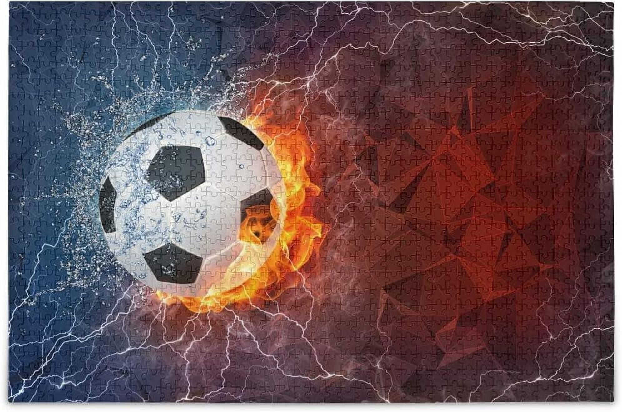 FREEAMG 500 Piece Puzzles for Adults Abstract Soccer Ball with Fire ...