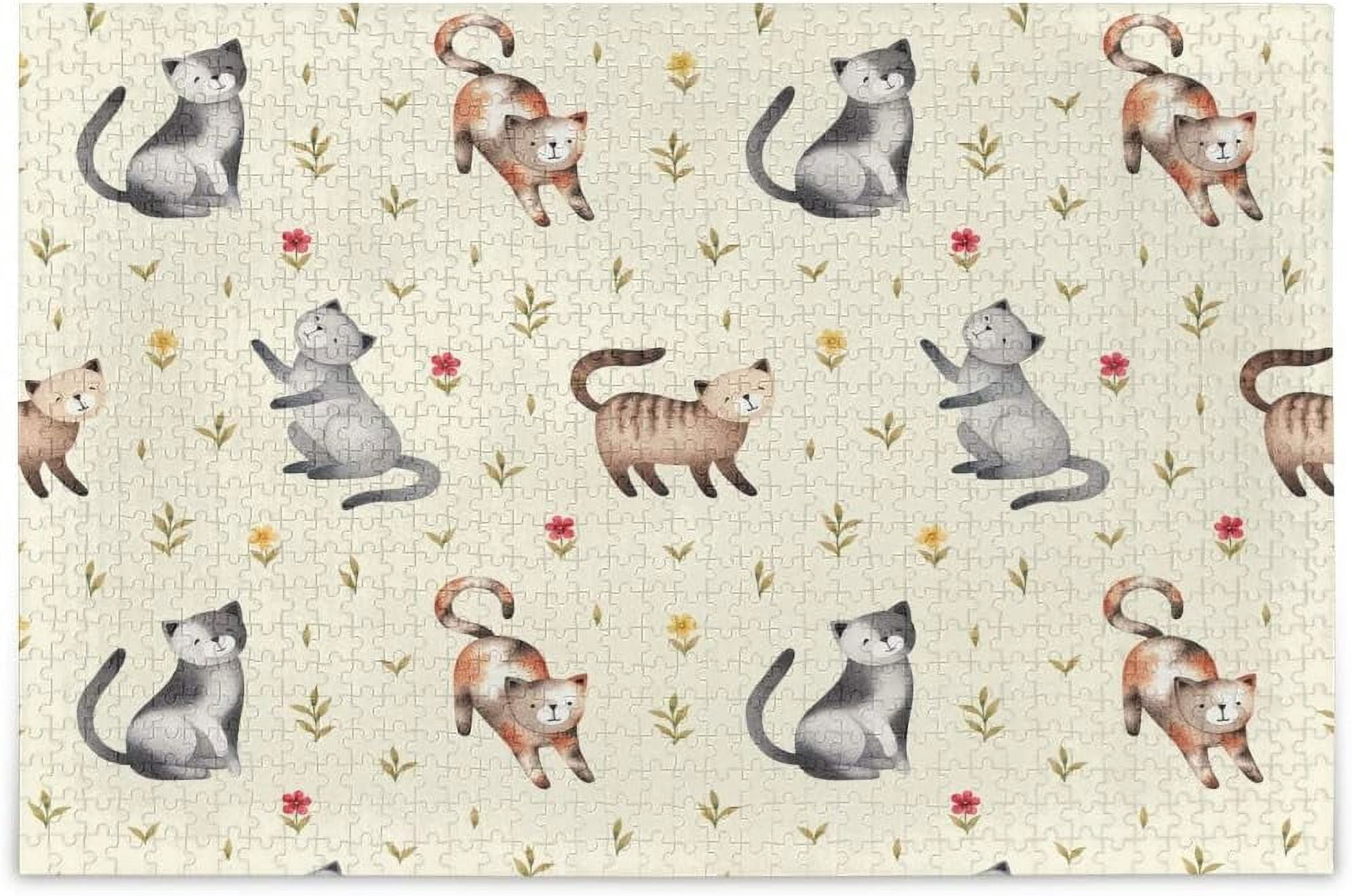 FREEAMG 500 Piece Puzzles for Adults Cute Cats Animal Floral Jigsaw ...