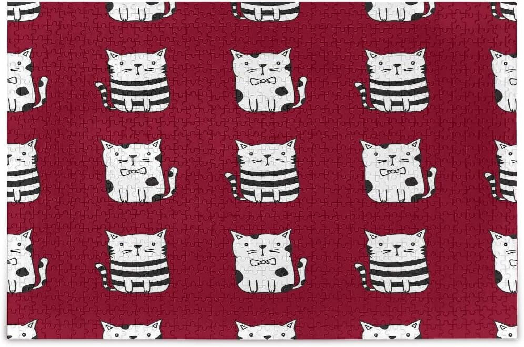 FREEAMG 500 Piece Puzzles for Adults Cute Little Cat Animal Red Jigsaw ...