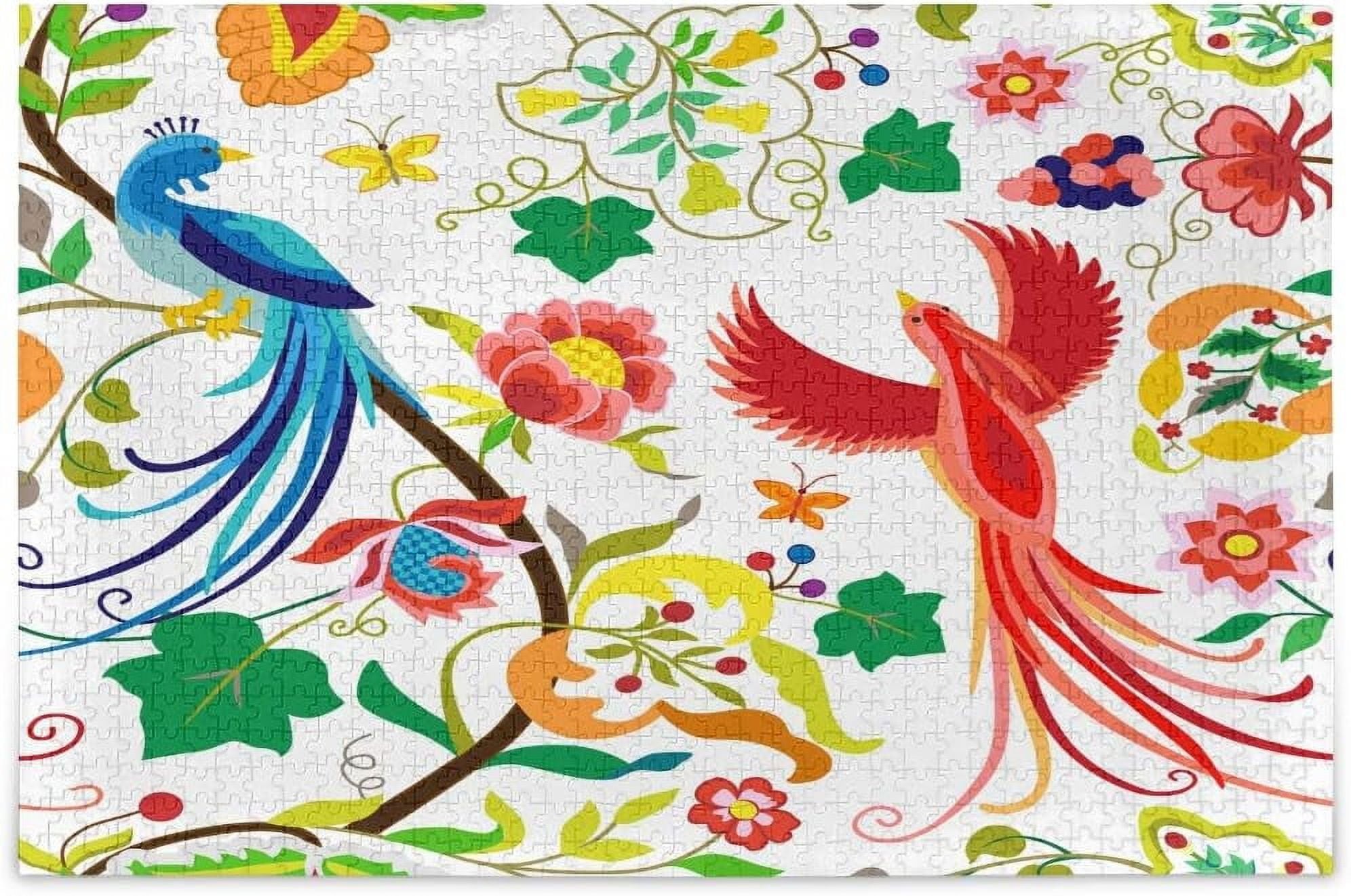 FREEAMG 500 Piece Puzzles for Adults Folk Pattern Birds Flowers Jigsaw ...