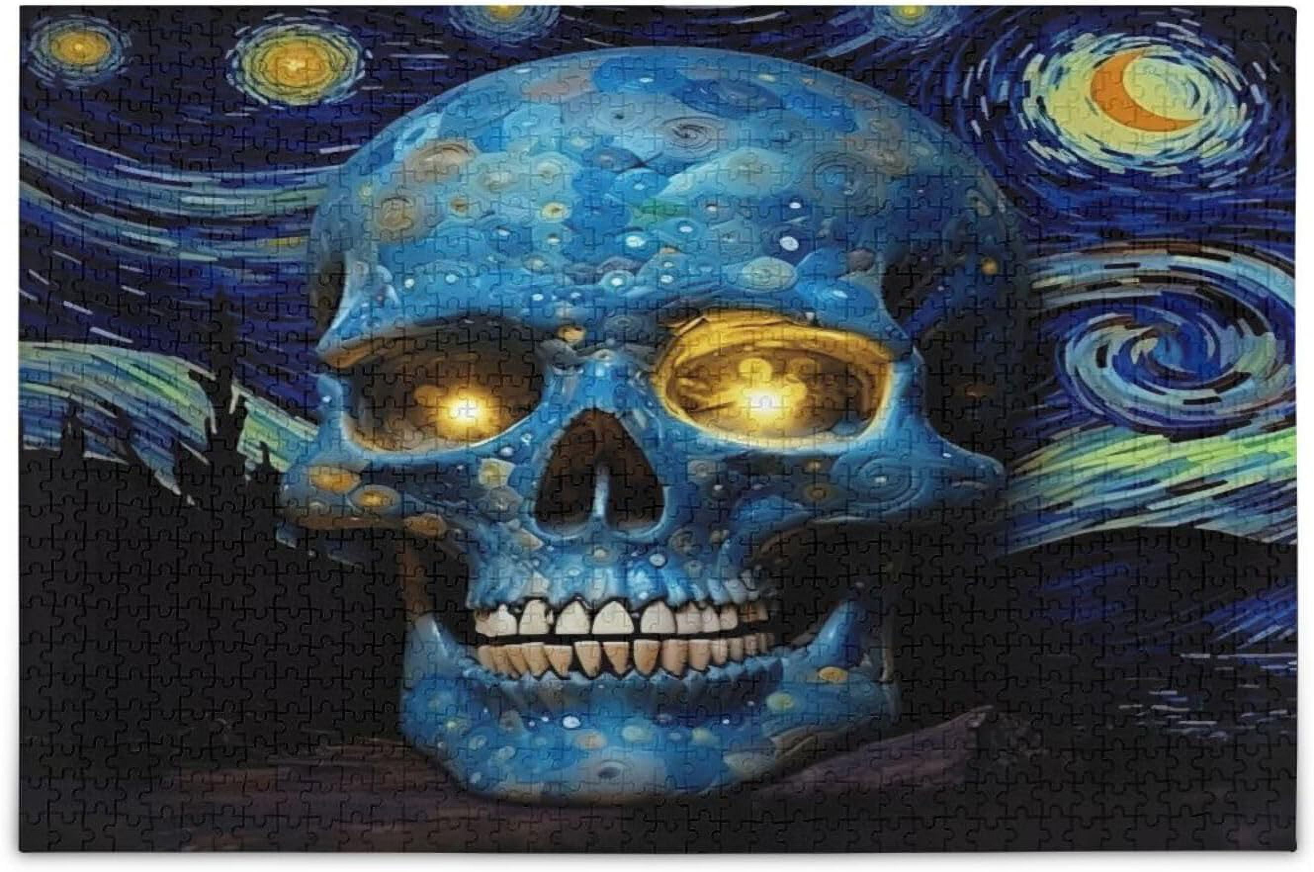 FREEAMG 500 Pieces Art Starry Sky Skull Jigsaw Puzzle for Adults Teens ...