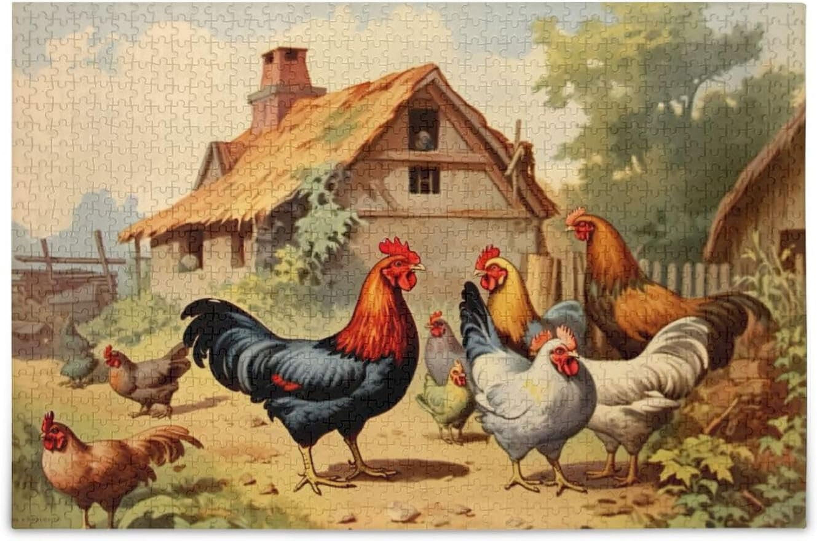 FREEAMG 500 Pieces Farmhouse Chicken Coop Jigsaw Puzzle for Adults Teens Kids, Fun Family Game ...