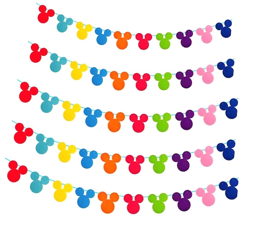 FREEAMG 50pcs Rainbow Mouse Garland Felt Fabric Party Birthday Banners ...