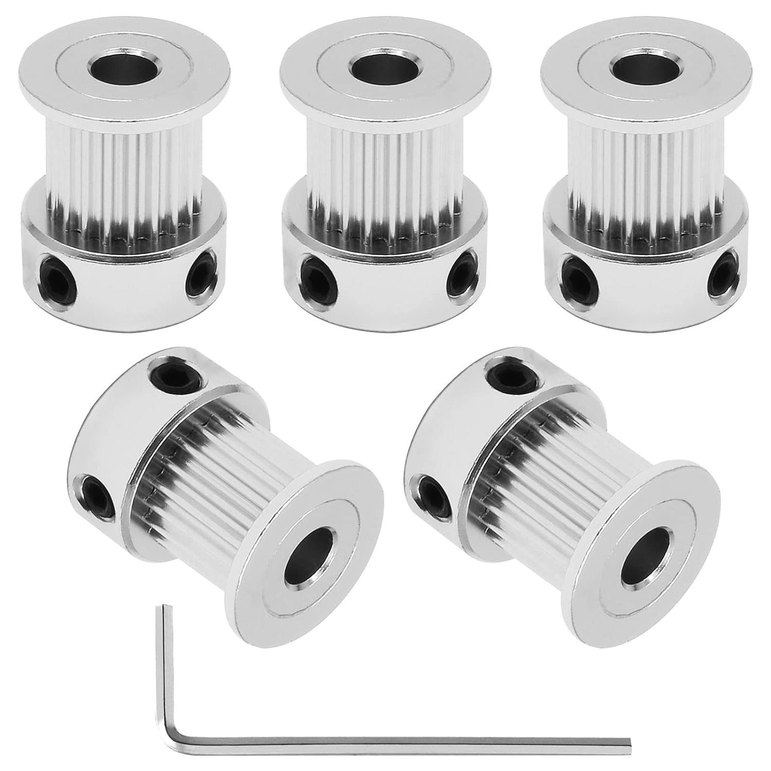 FREEAMG 5pcs GT2 Pulley 20 Teeth 5mm Bore t 10mm Belt Width, Aluminum Timing Pulley Wheel ...